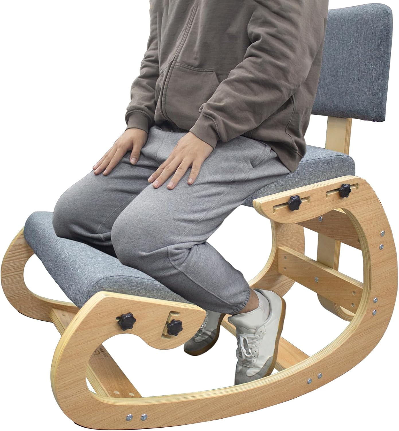 Ergonomic Kneeling Chair with Back Support, Adjustable Height Wooden ...