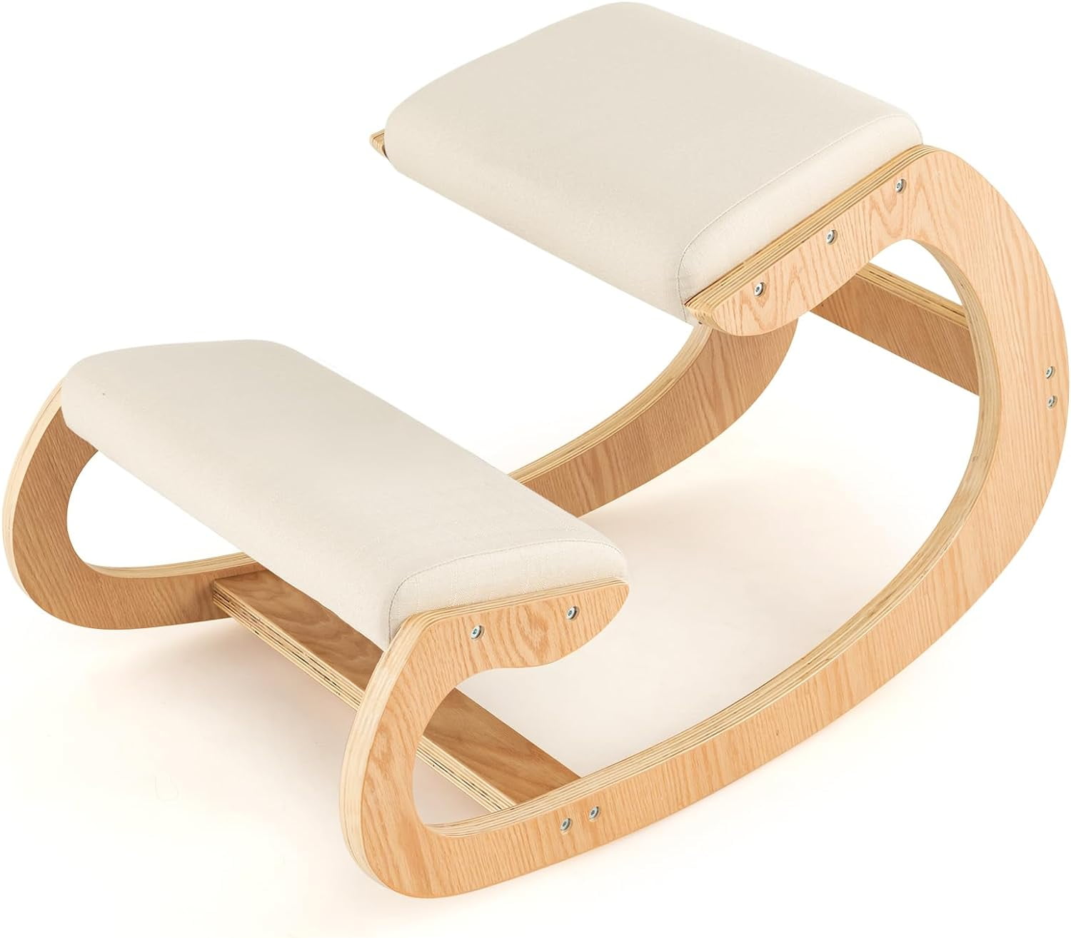 Ergonomic Kneeling Chair, Wooden Posture Chair W/Extra Padding for Back ...