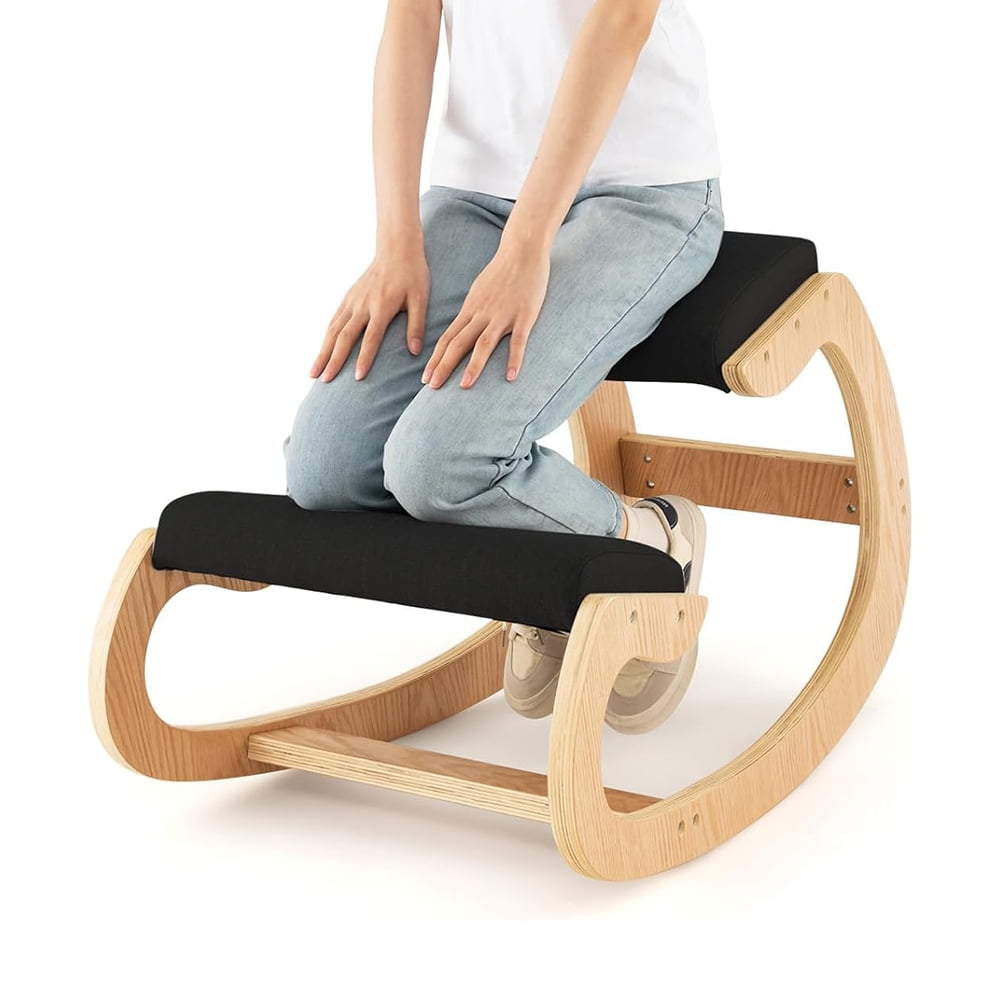 Ergonomic Kneeling Chair, Wooden Rocking Knee Chair with Comfortable ...