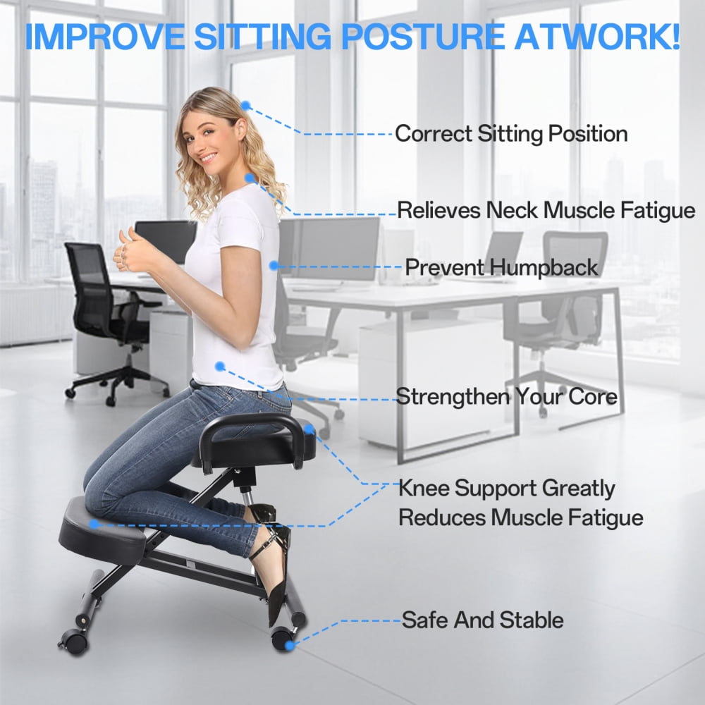 Ergonomic Kneeling Chair with Smooth Casters, Thick Comfort Padding for ...