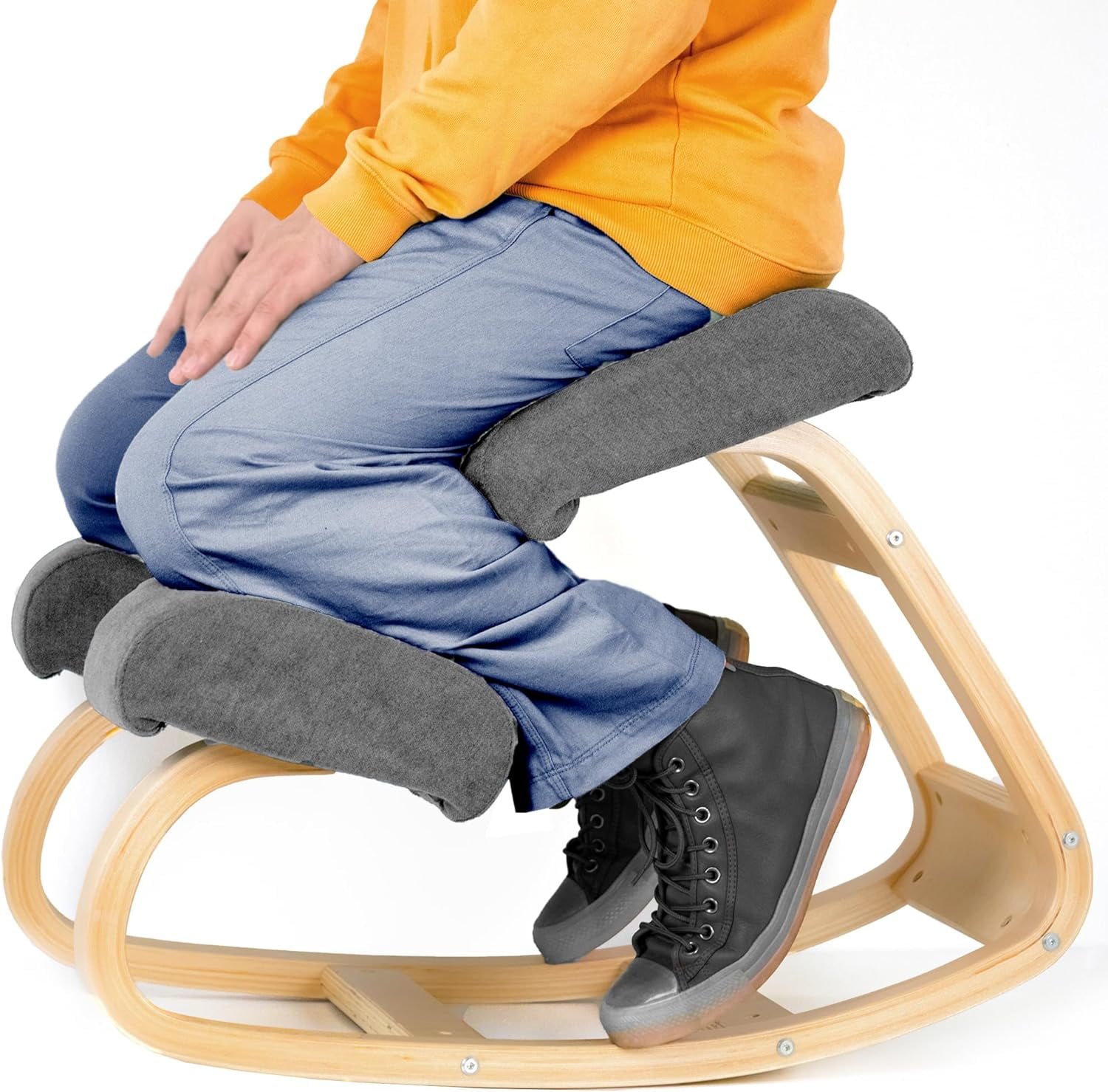 Ergonomic Kneeling Office Chair - Rocking Home & Work Wooden Computer ...