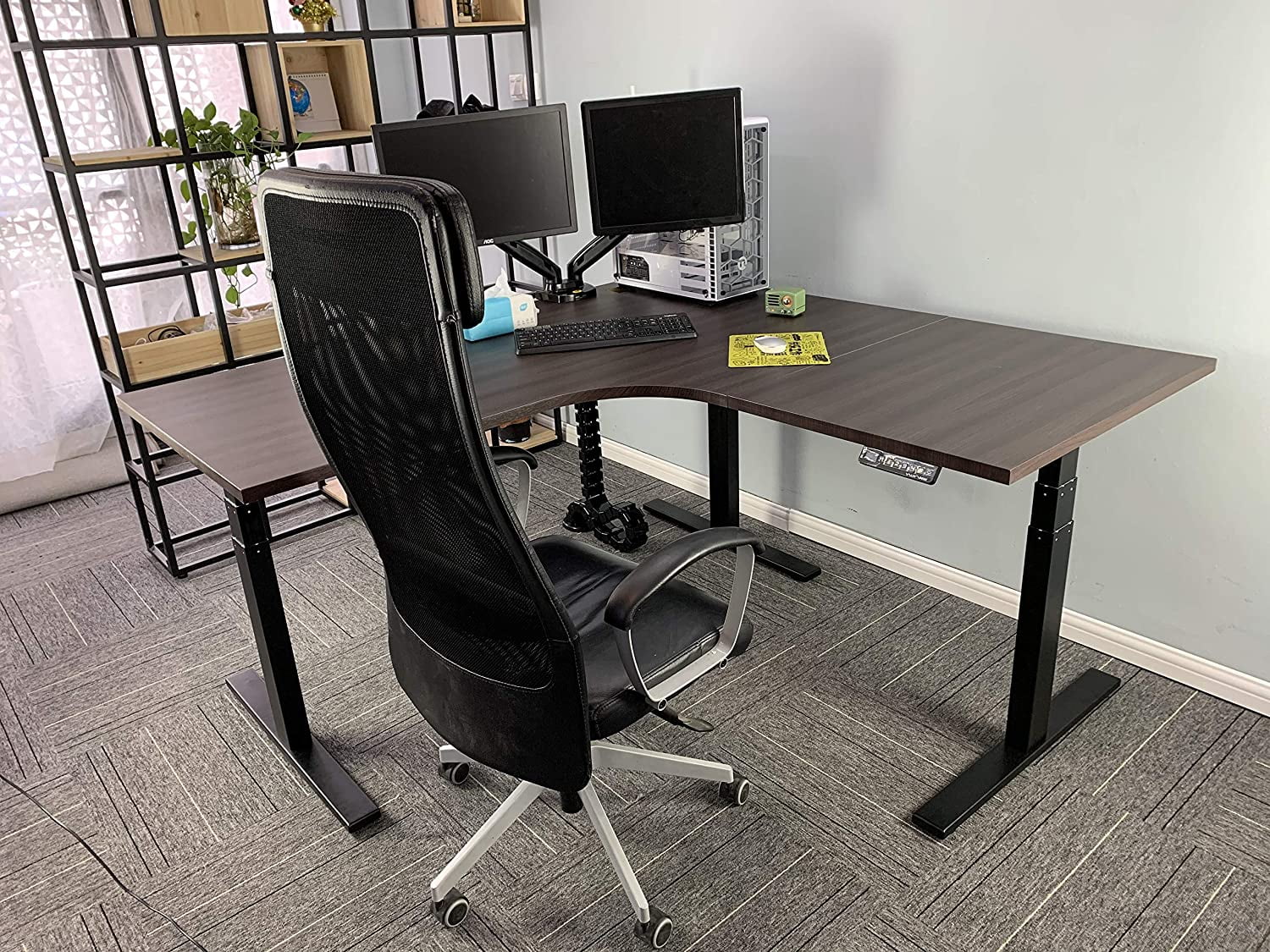 Ergonomic L-Shaped Electric Height Adjustable Standing Corner Desk ...