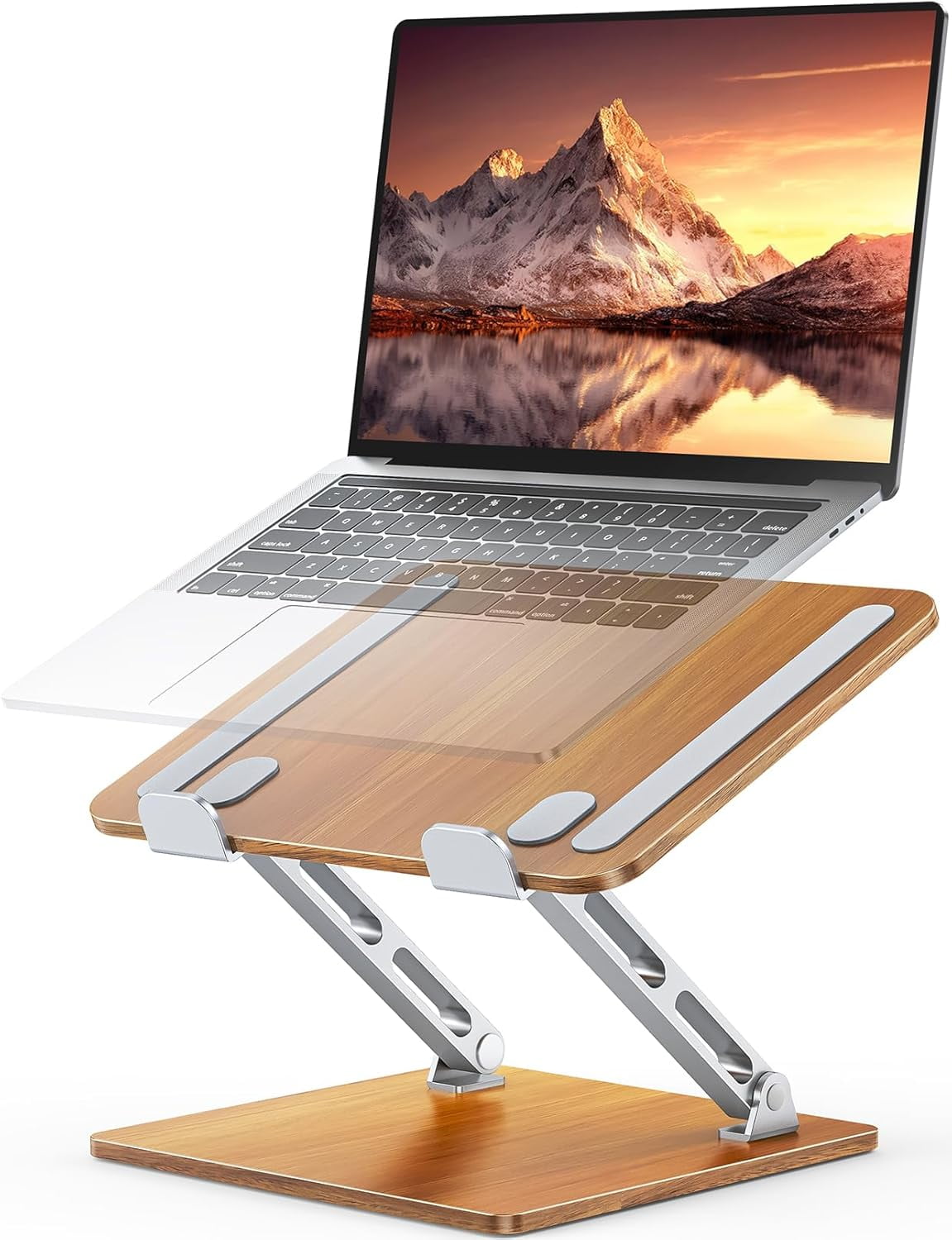 Ergonomic Laptop Stand, Wood & Aluminum Computer Stand with Adjustable ...