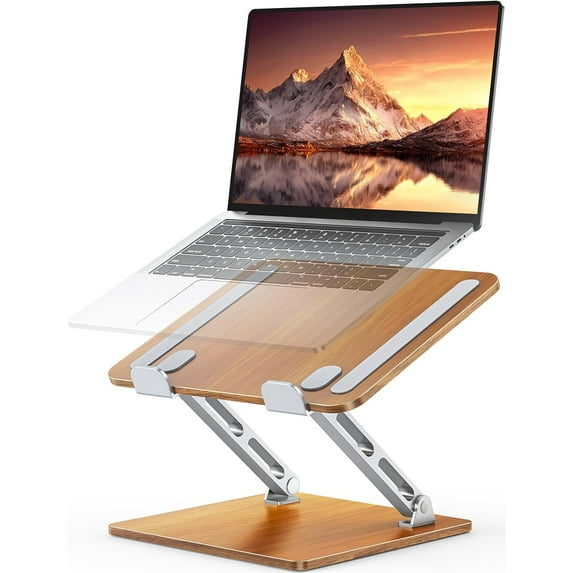 Ergonomic Laptop Stand, Wood & Aluminum Computer Stand with Adjustable ...