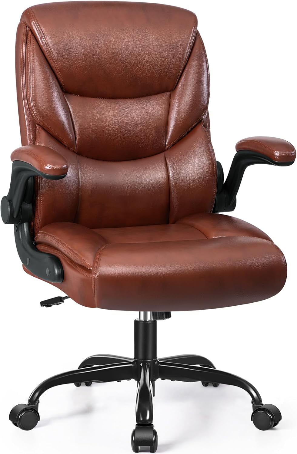 Ergonomic Leather Office Chair for Small Spaces - Comfortable PU Desk ...