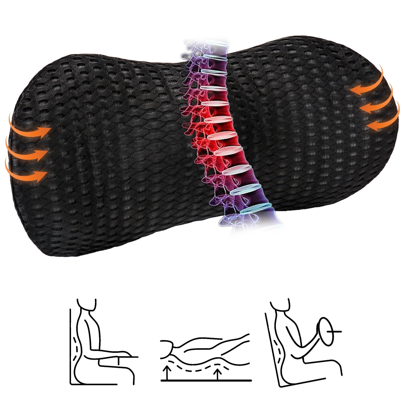Ergonomic Lumbar Pillow – Memory Foam Back Support for Lower Back Pain ...