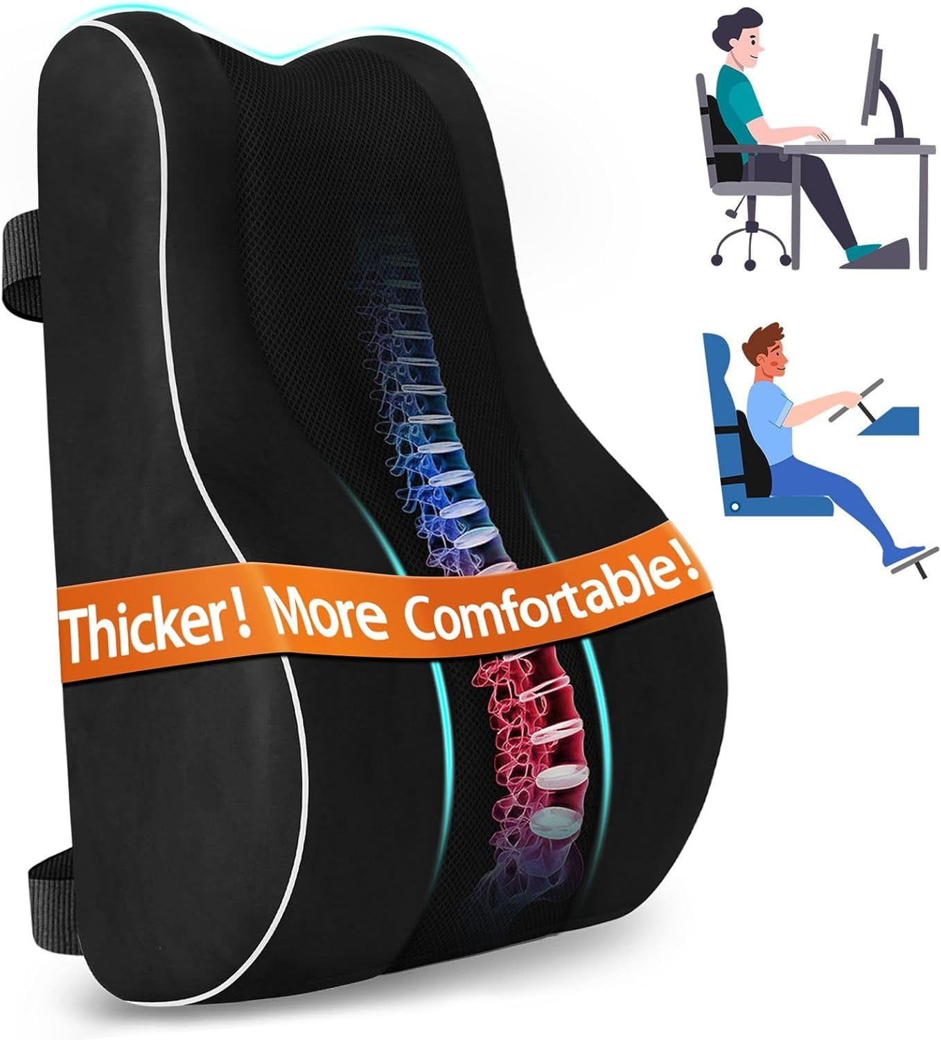 Ergonomic Lumbar Support Pillow – Memory Foam for Lower Back Pain ...