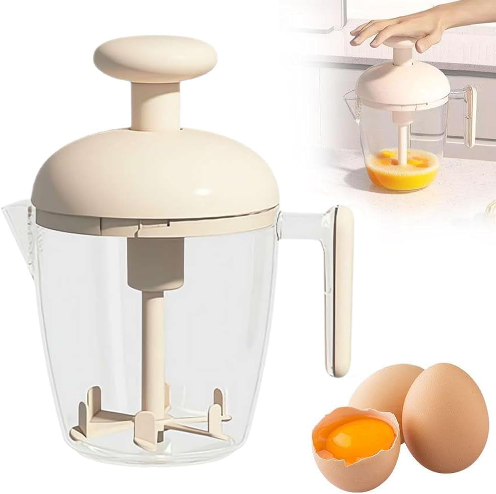 Ergonomic Manual Egg Mixer with Multi-Blade Design, Hand Push Rotary ...