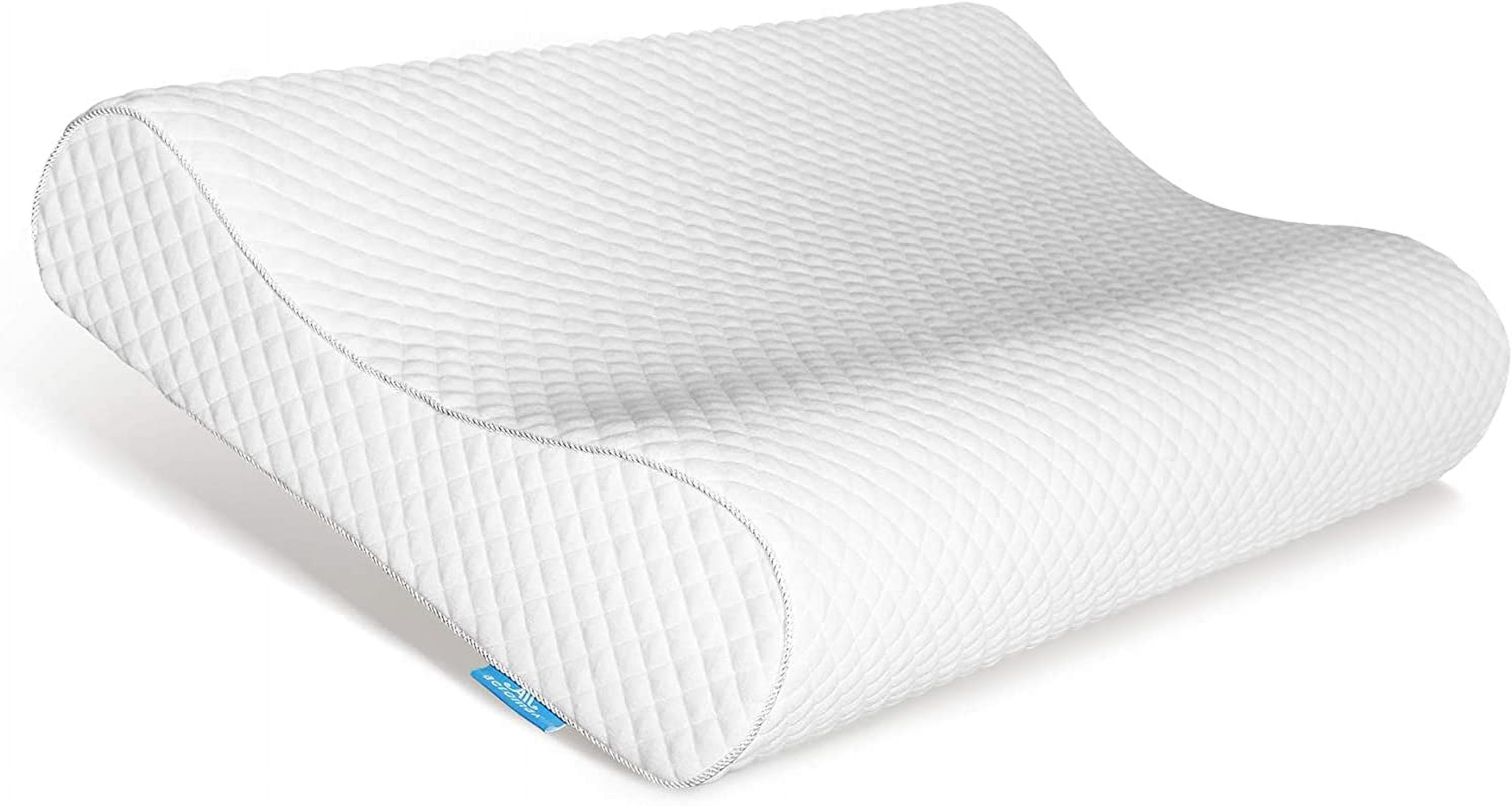 Ergonomic Memory Foam Pillow with Washable Zippered Soft Cover Contour ...