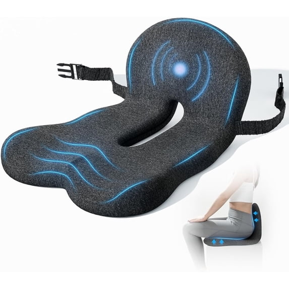 Ergonomic Memory Foam Seat Cushion with Lumbar Support, Slow Rebound ...