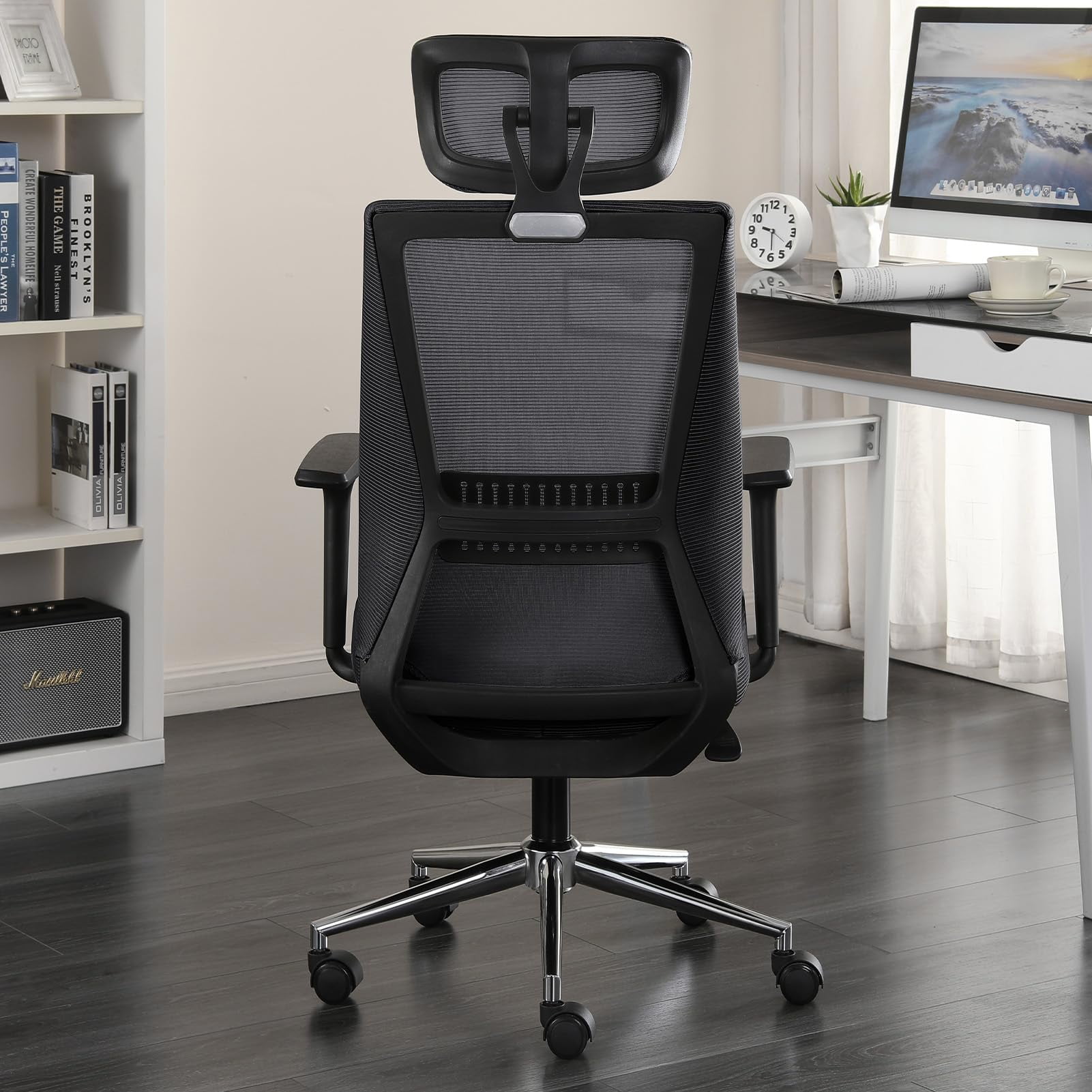 Ergonomic Mesh Office Chair - Adjustable Headrest, High Back, Rolling ...
