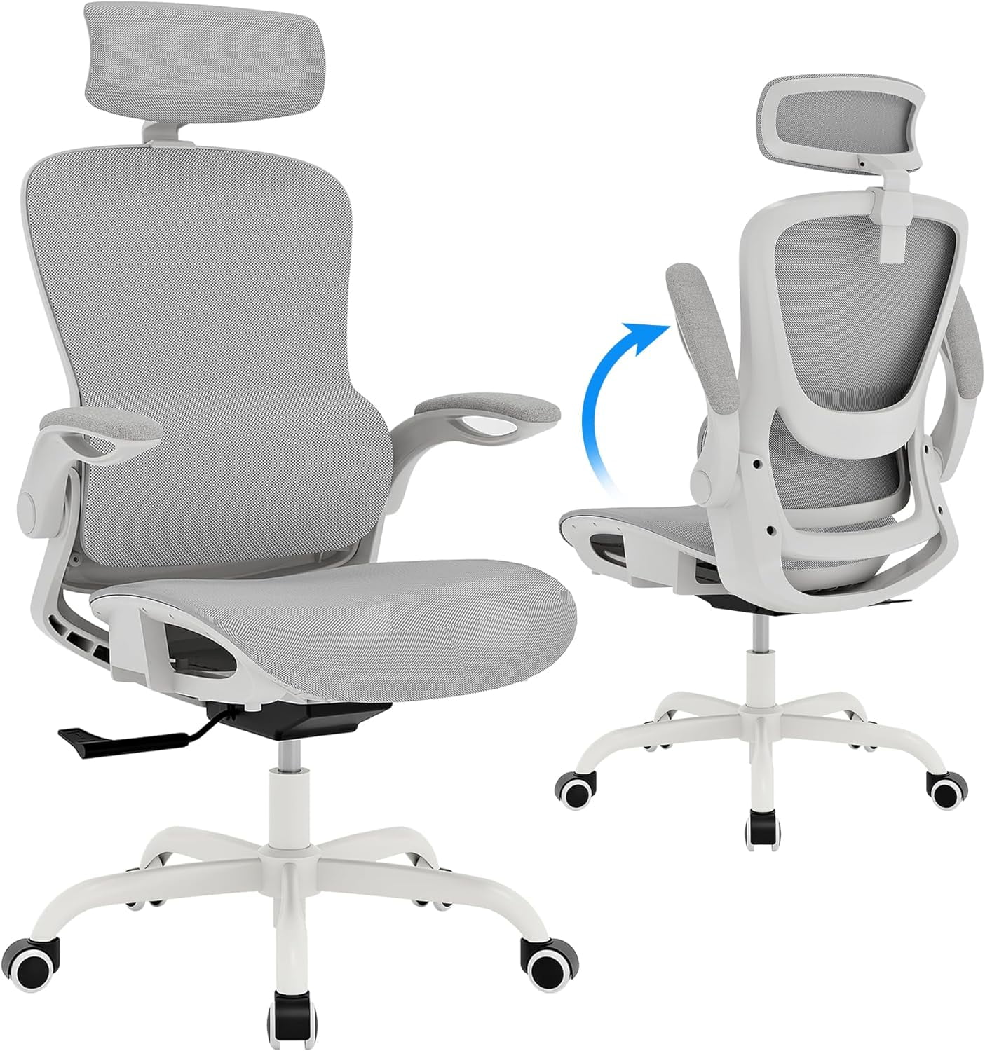 Ergonomic Mesh Office Chair Adjustable Home Desk Chair with Folding ...