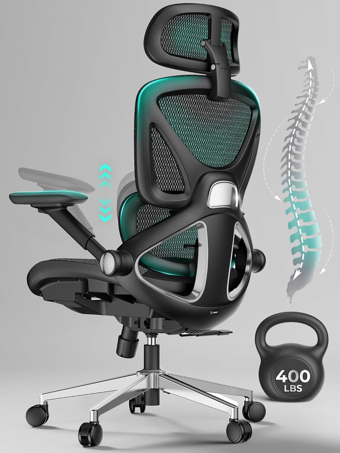 Ergonomic Mesh Office Chair, Adjustable Lumbar High Back Desk Chair ...