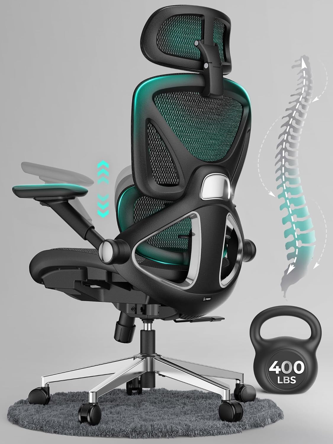 Ergonomic Mesh Office Chair, Adjustable Lumbar High Back Desk Chair ...