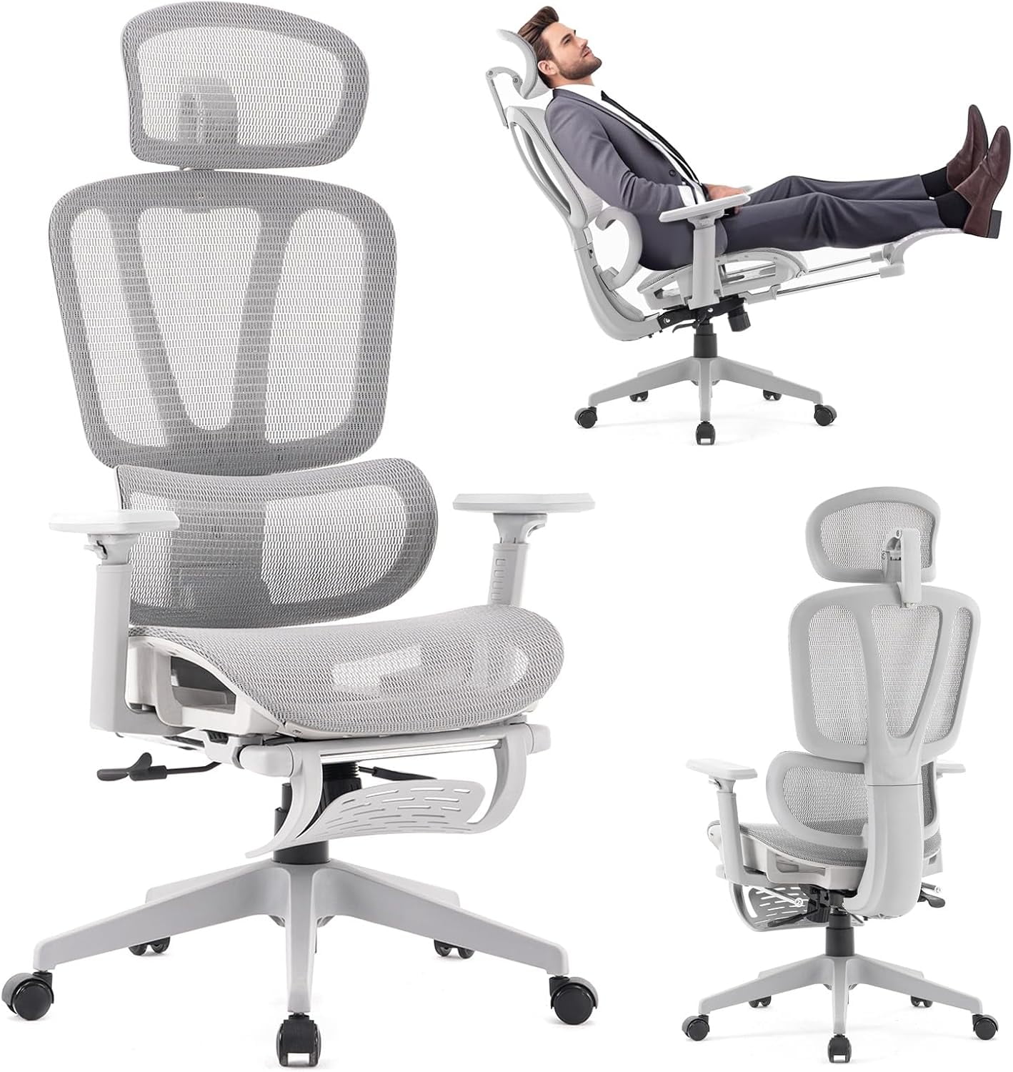 Ergonomic Mesh Office Chair, Adjustable Lumbar High Back Desk Chair ...
