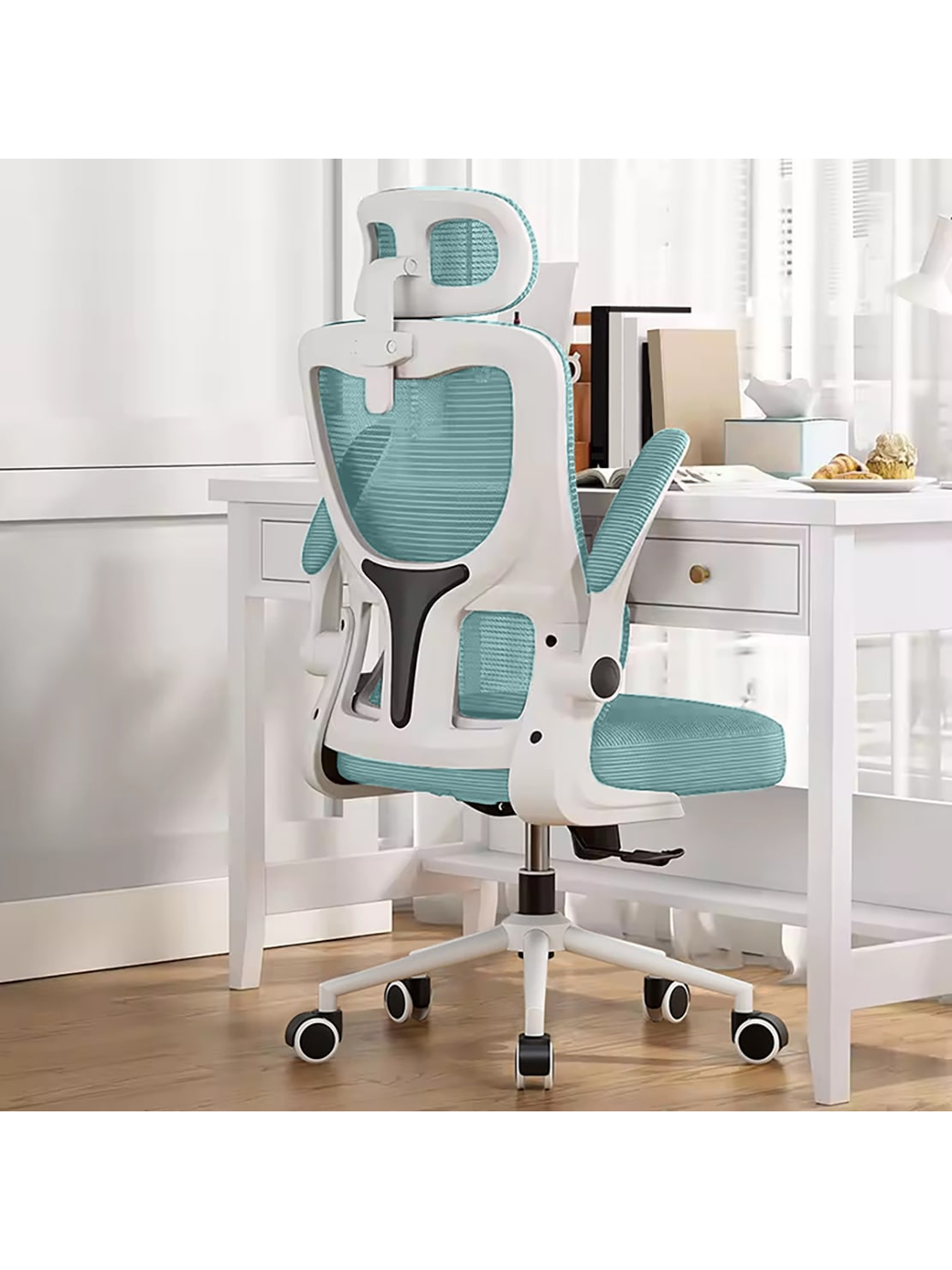 Ergonomic Mesh Office Chair Computer Desk Chair With FILP Up Armrest ...
