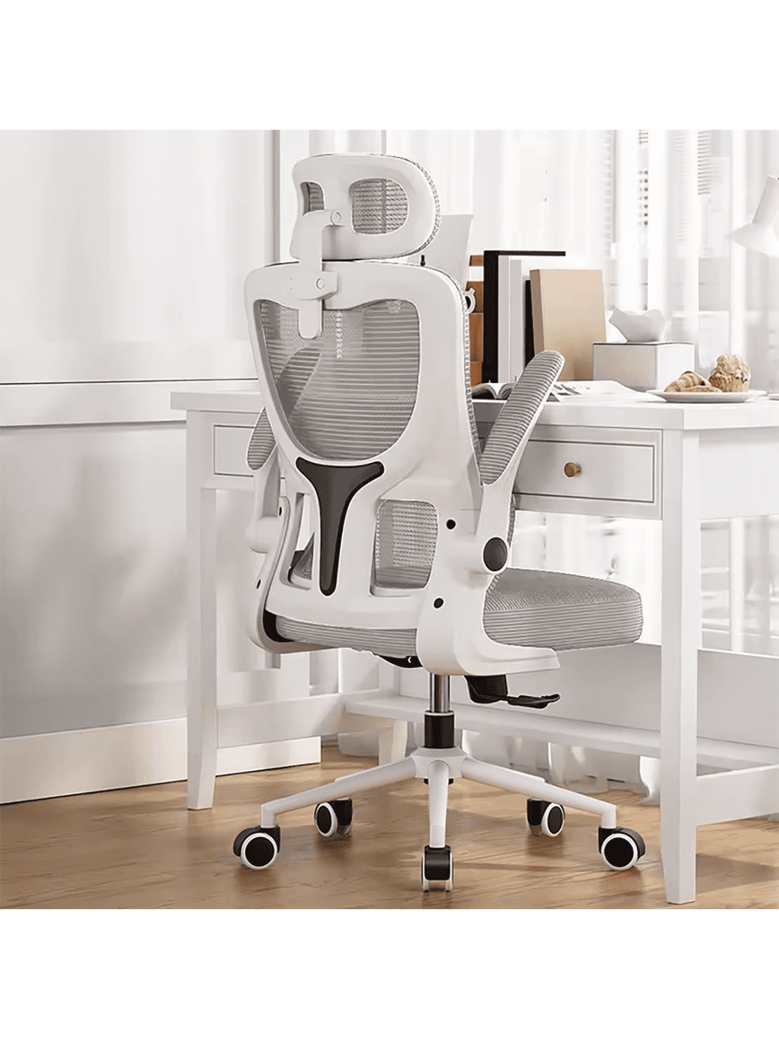 Ergonomic Mesh Office Chair Computer Desk Chair With FILP Up Armrest ...