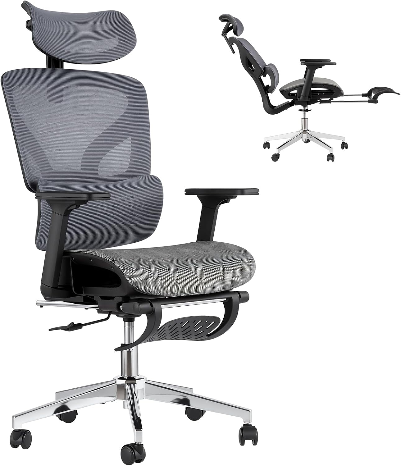 Ergonomic Mesh Office Chair with Footrest, Adjustable Armrests, Dynamic ...