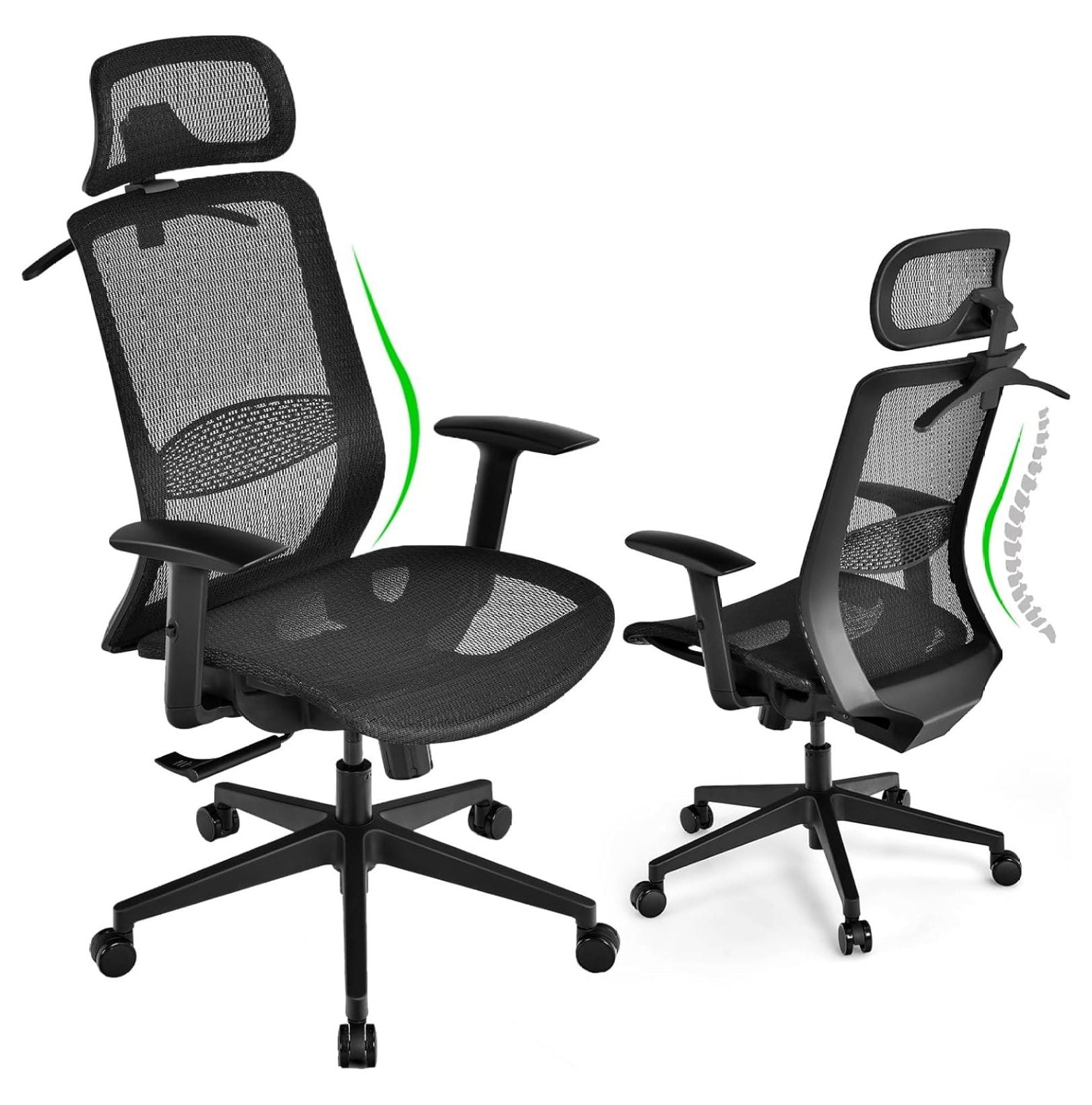 Ergonomic Mesh Office Chair - High Back Computer Desk Tilt Lock Mesh ...