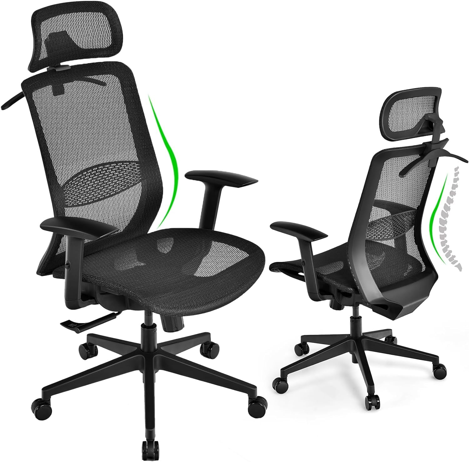 Ergonomic Mesh Office Chair - High Back Computer Desk Tilt Lock Mesh ...