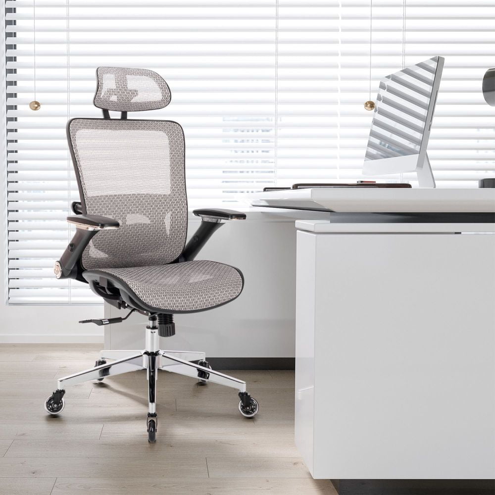 Ergonomic Mesh Office Chair with High Back, Adjustable Headrest, Flip ...