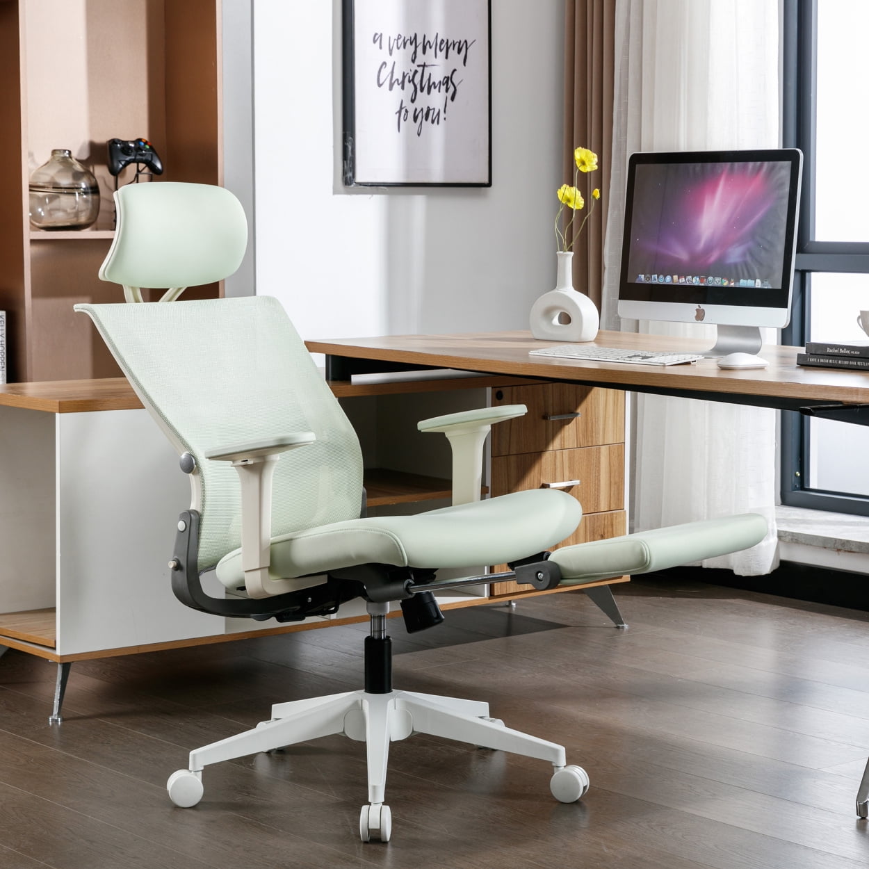 Ergonomic Mesh Office Desk Chair, High Back Desk Chair with Footrest ...
