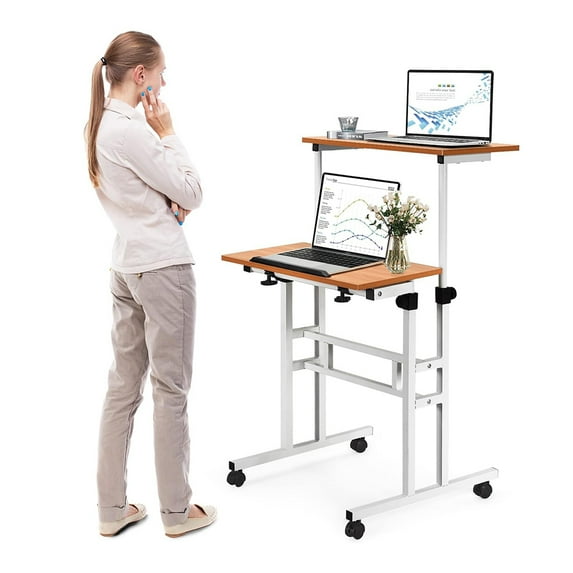Ergonomic Mobile Standing Desk, Rolling Laptop Cart with Adjustable ...