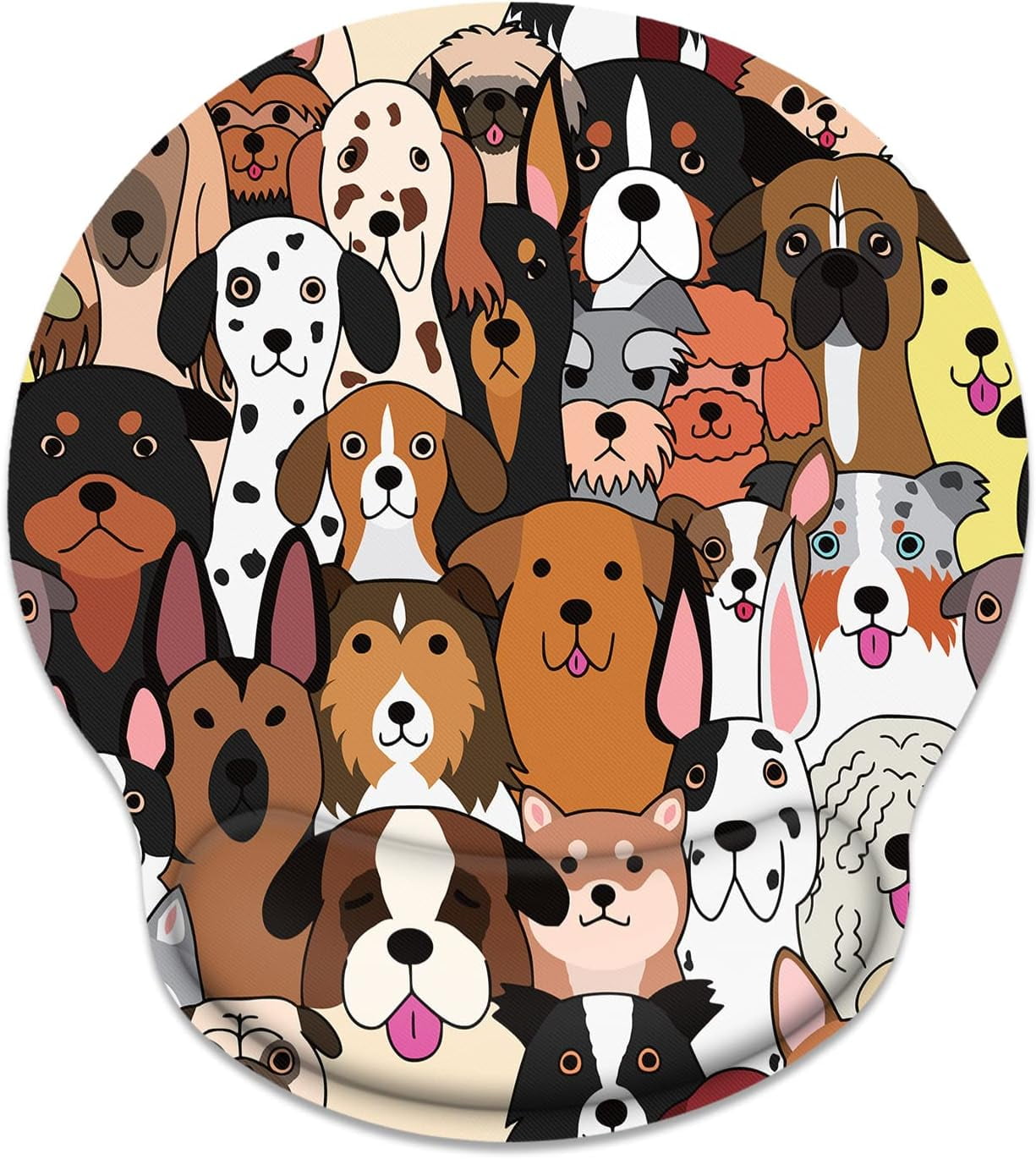 Ergonomic Mouse Pad with Wrist Support Colorful Doodle Dogs Non-Slip ...