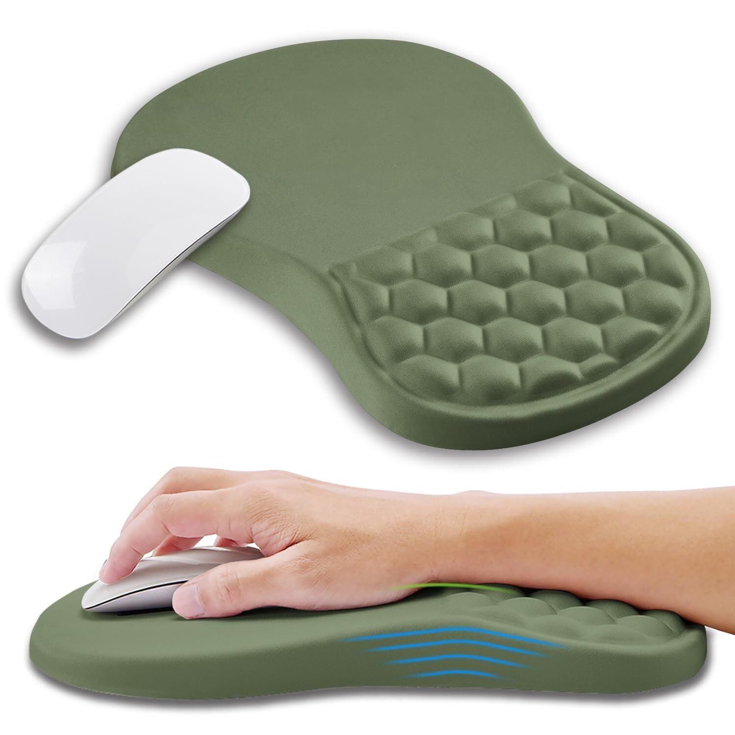 Ergonomic Mouse Pad Wrist Support with Memory Foam Massage Bulge ...