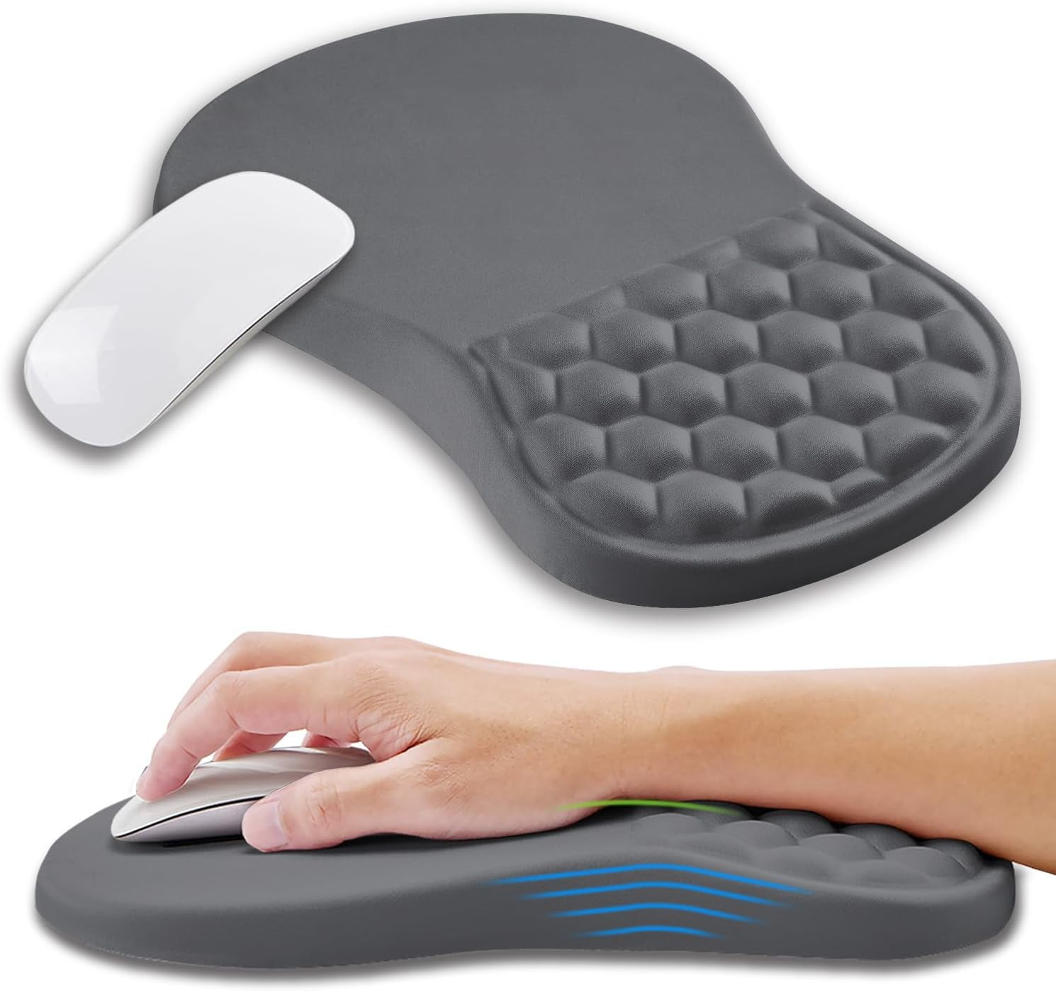 Ergonomic Mouse Pad Wrist Support with Memory Foam Massage Bulge ...