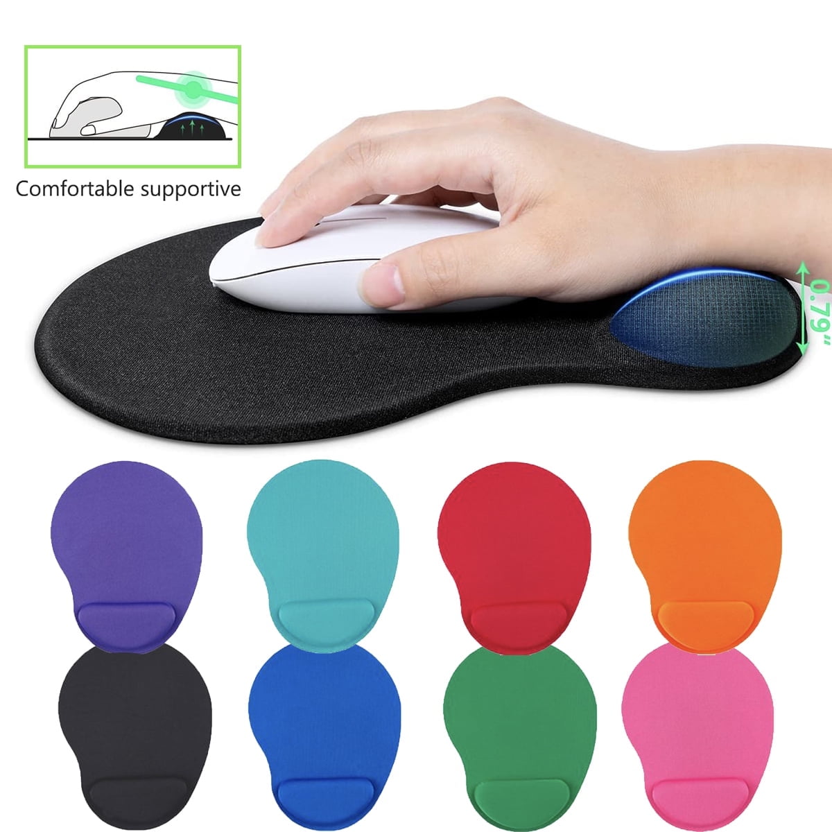 Ergonomic Mouse Pad with Wrist Rest Support, Non-Slip PU Base for Pain ...