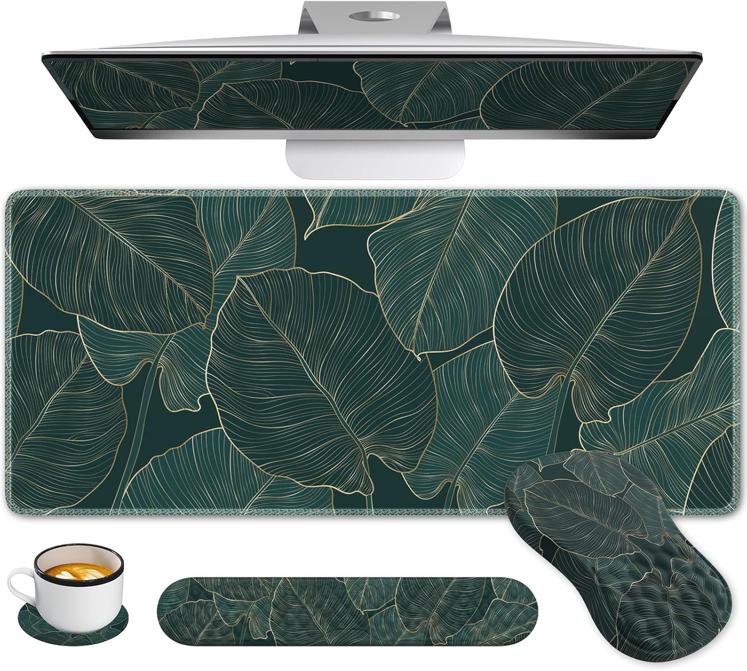 Ergonomic Mouse Pad with Wrist Rest and Keyboard Pad, Desk Mat Set ...