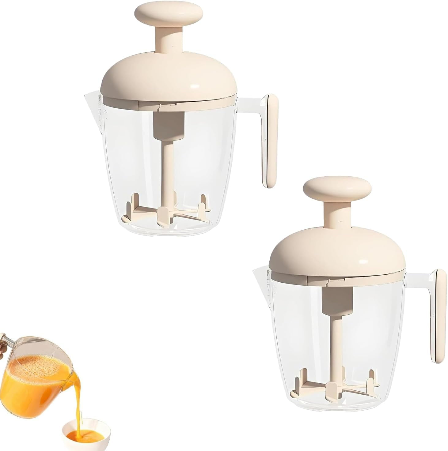 Ergonomic Multi-blade Manual Egg Mixer, Press the Egg Beater Cup ...