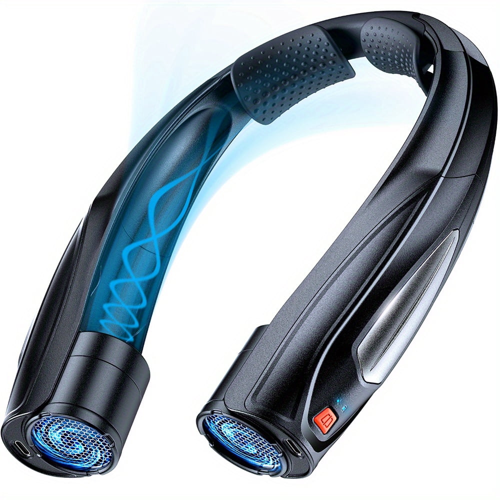Ergonomic Neckband Fan - 6-20H Battery (3000mAh*2), Dual Speeds, Quiet ...