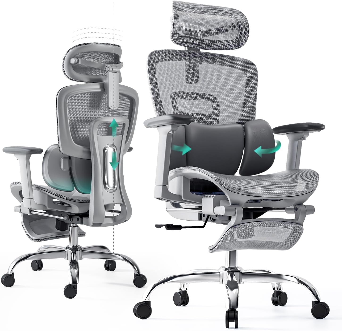 Ergonomic Office Chair 3-Zone Dynamic Lumbar Support Adjustable ...