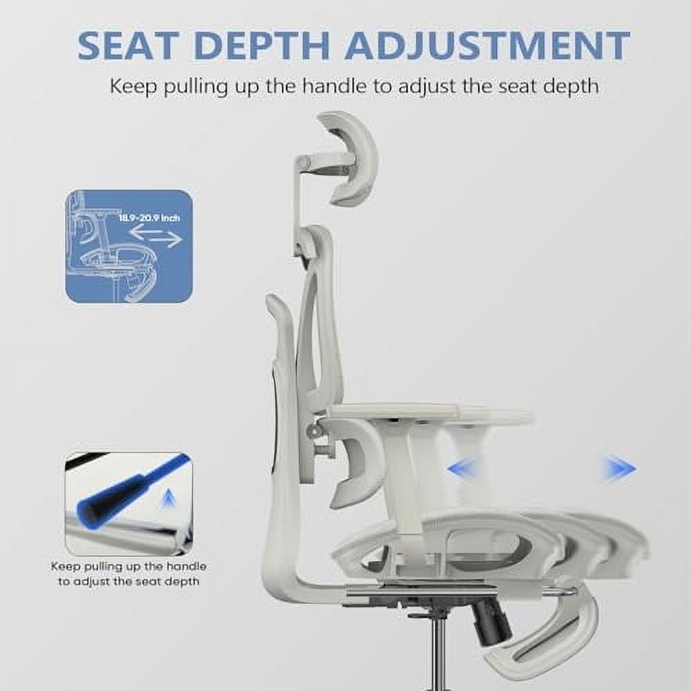 Ergonomic Office Chair with 3D Adjustable Headrest & 4D Arms - 350lbs ...