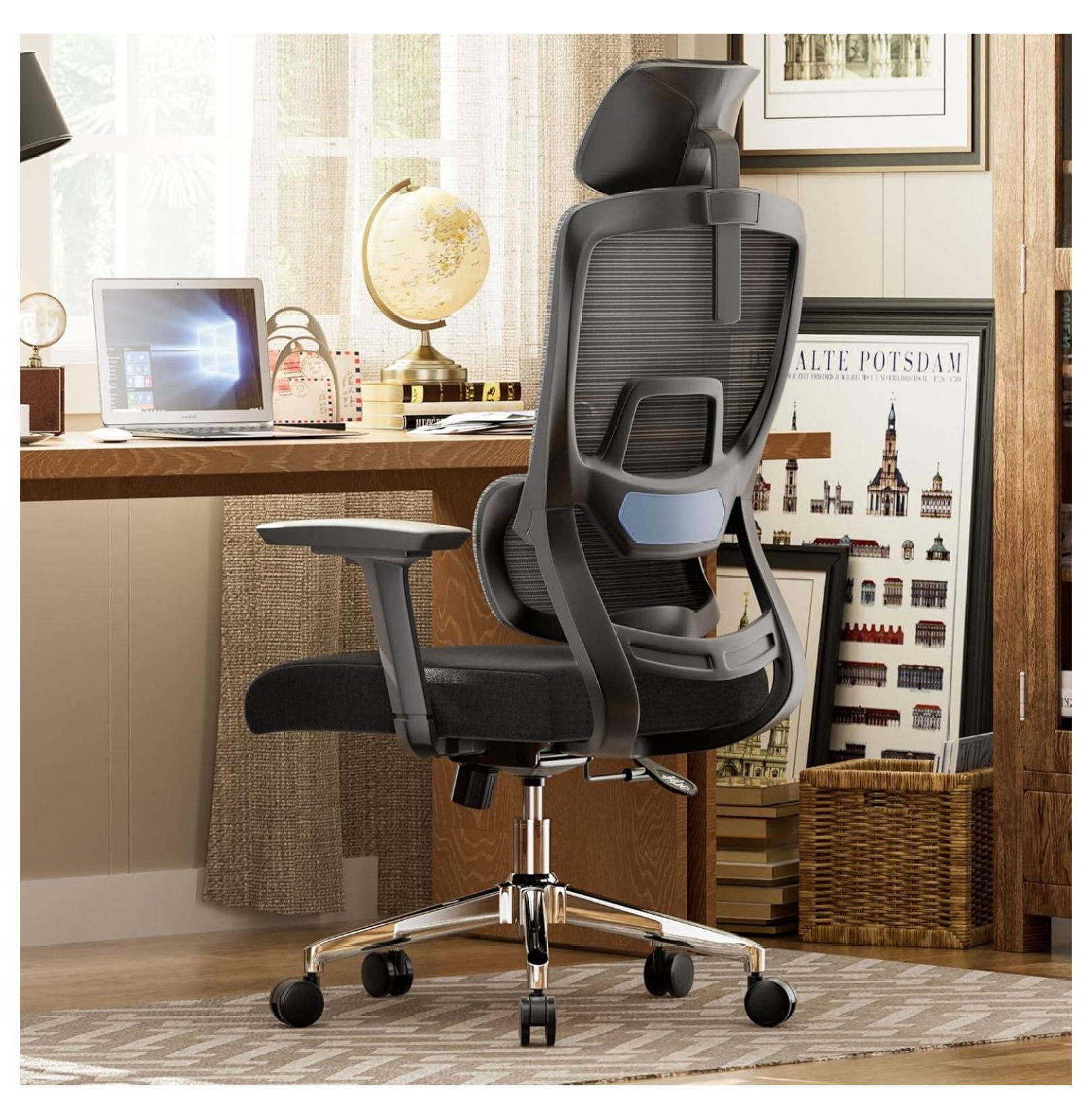Ergonomic Office Chair with Adaptive Lumbar Support, Mesh Computer Desk ...