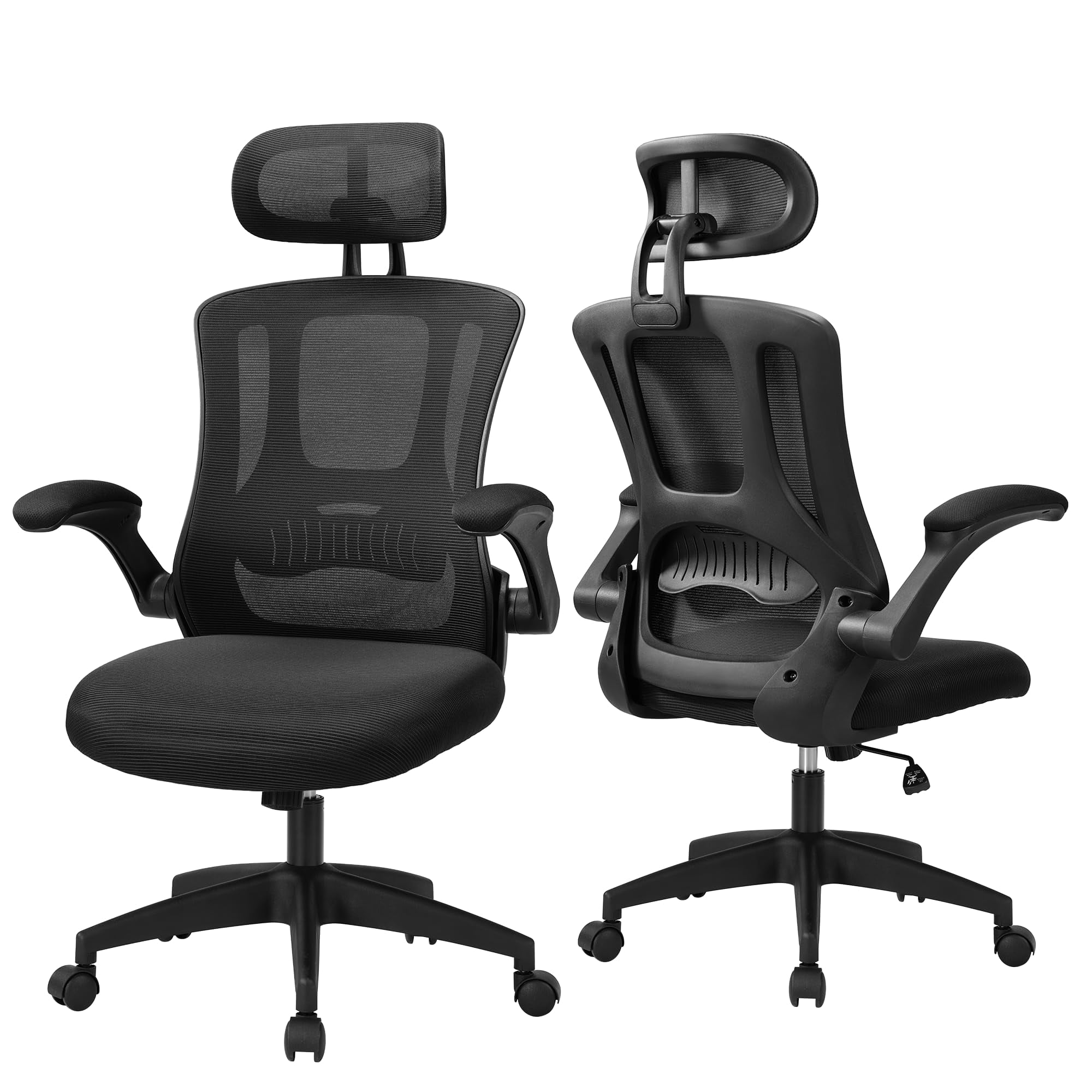Ergonomic Office Chair with Adjustable Flip-Up Armrests, Lumbar Support ...