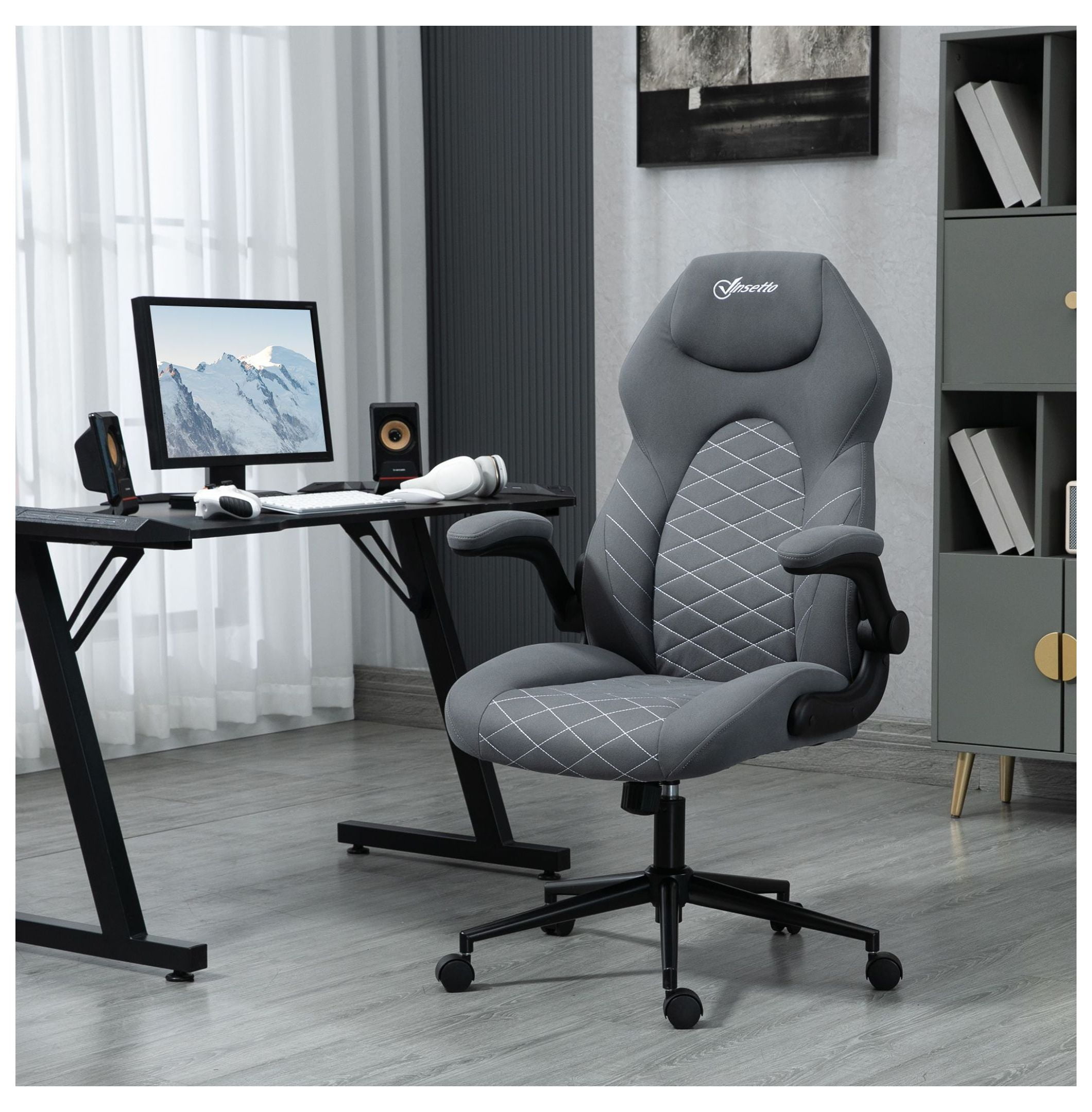 Ergonomic Office Chair Dark Gray High-Back with Flip-Up Arms - Walmart.com