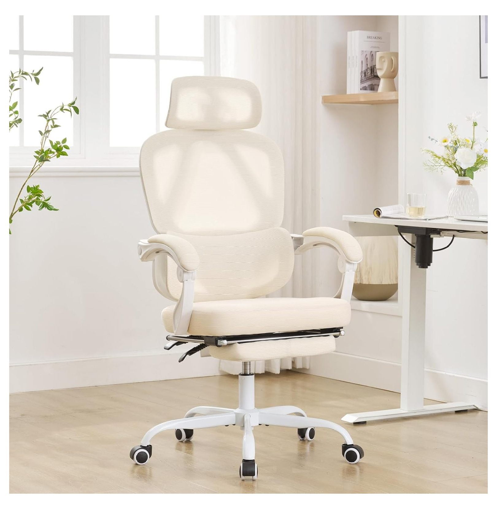 Ergonomic Office Chair with Footrest,Mesh Home Office Desk Chair with ...