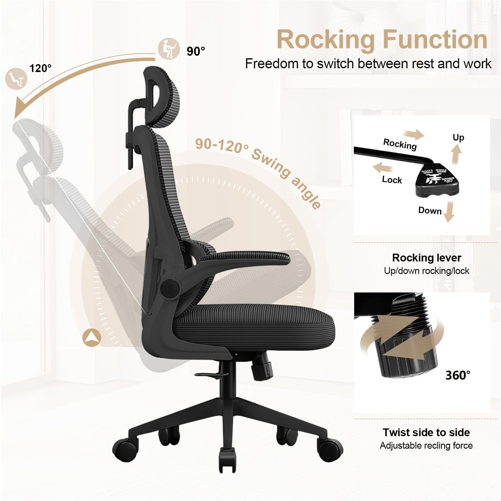 Ergonomic Office Chair High Back Mesh Computer Desk Chair with ...