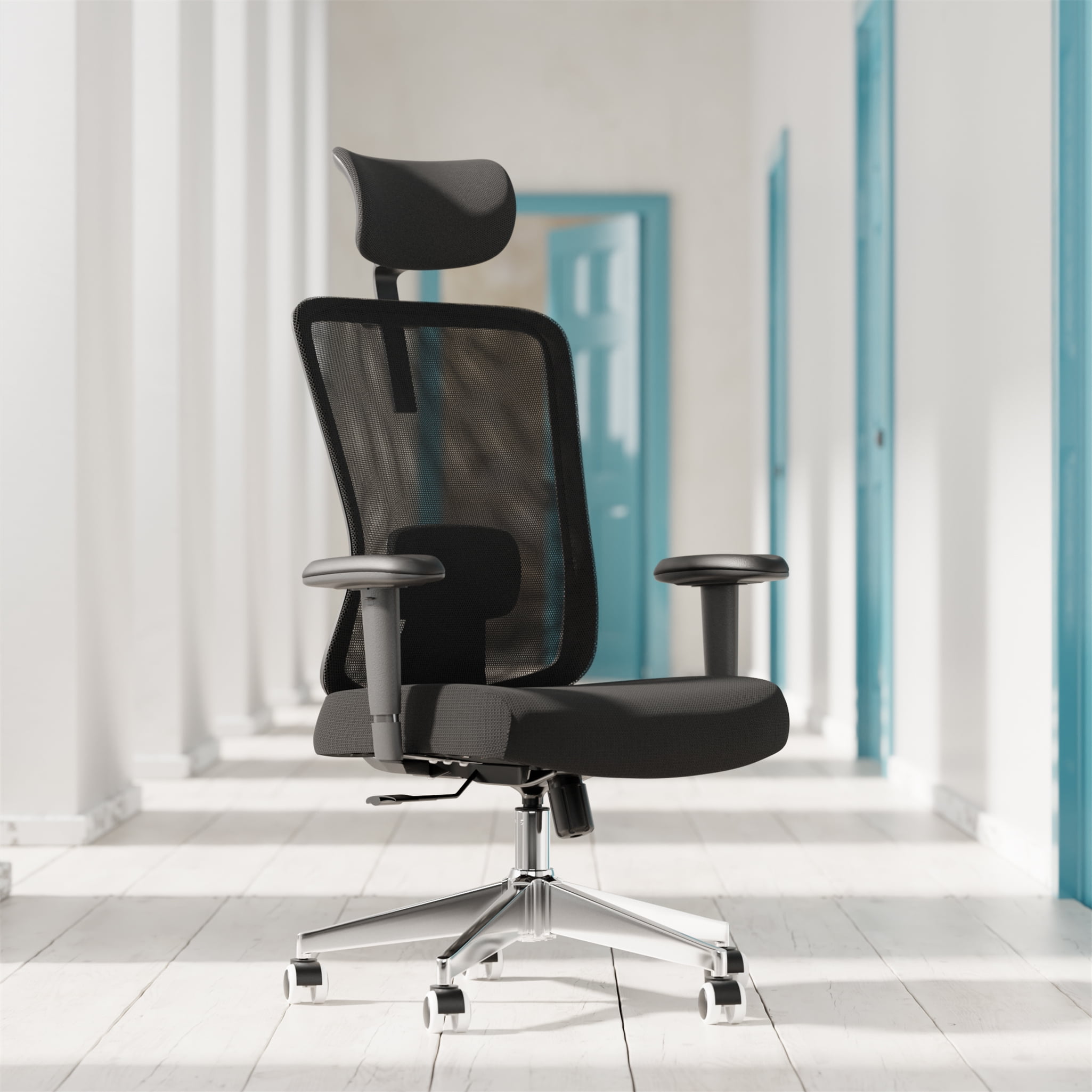 High Back Mesh Desk Chair With Adjustable Headrest FOKESUN Ergonomic ...