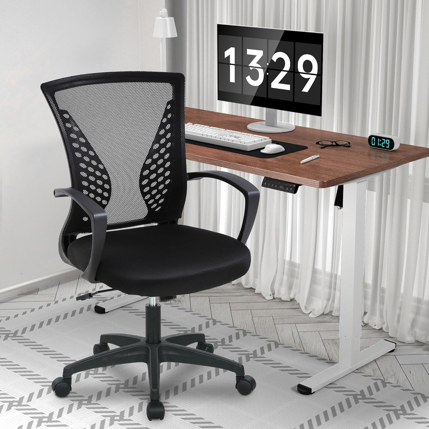 Ergonomic Office Chair Home Desk Chair Mid Back Mesh Chair Swivel ...