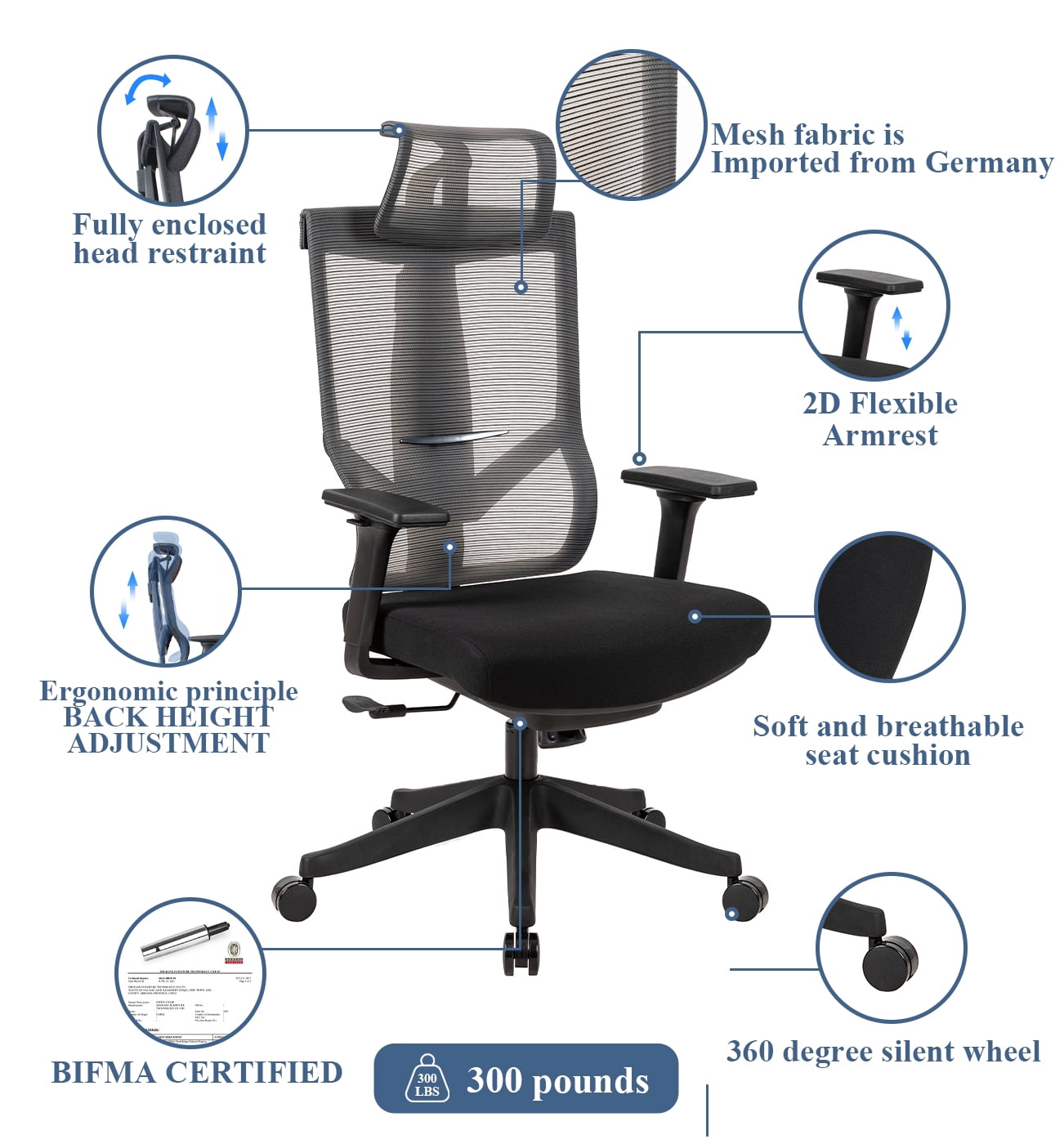 Ergonomic Office Chair, Large Tall Office Chair High Back, Adjustable ...