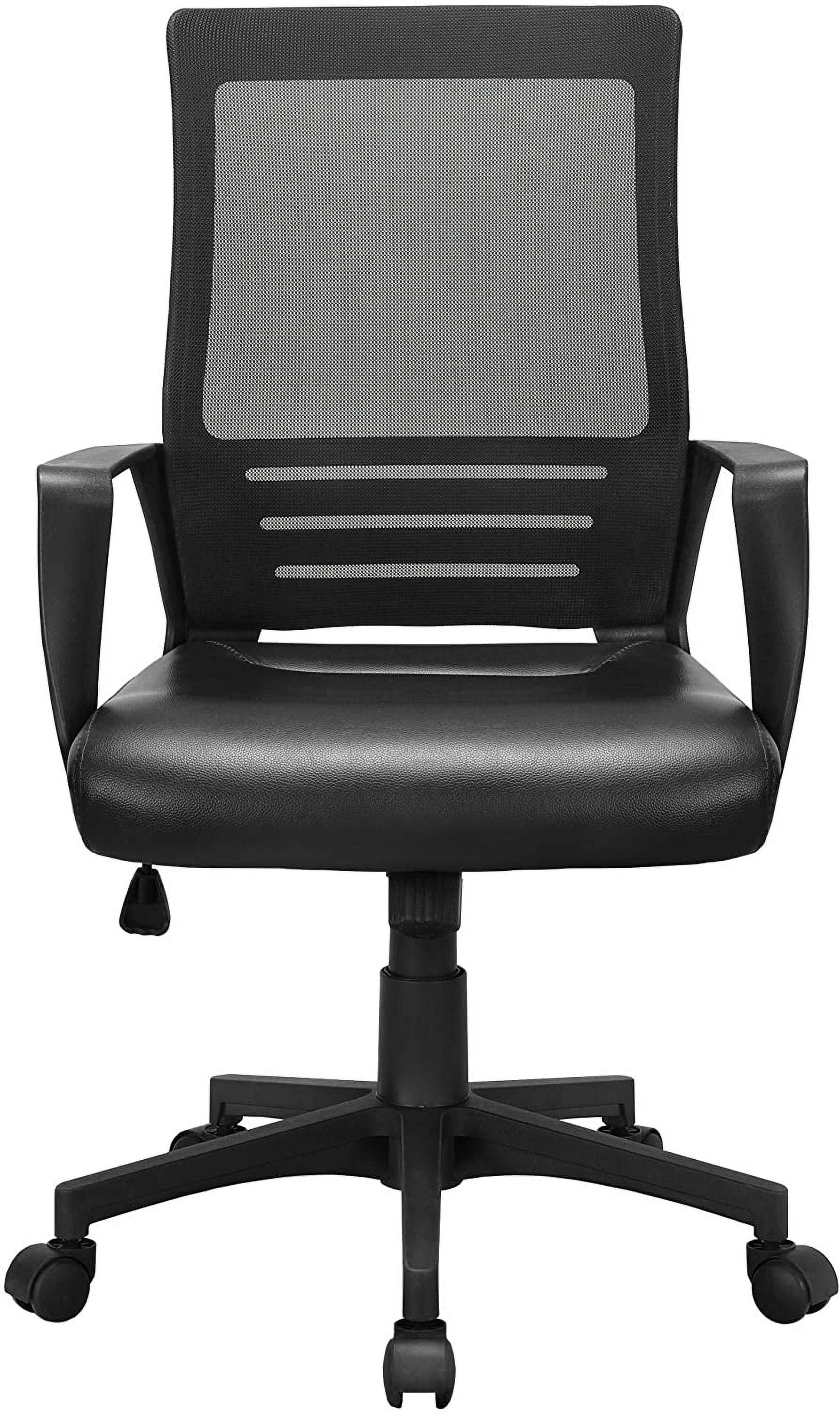 Ergonomic Office Chair Leather Seat and Mesh Back Computer Chair ...