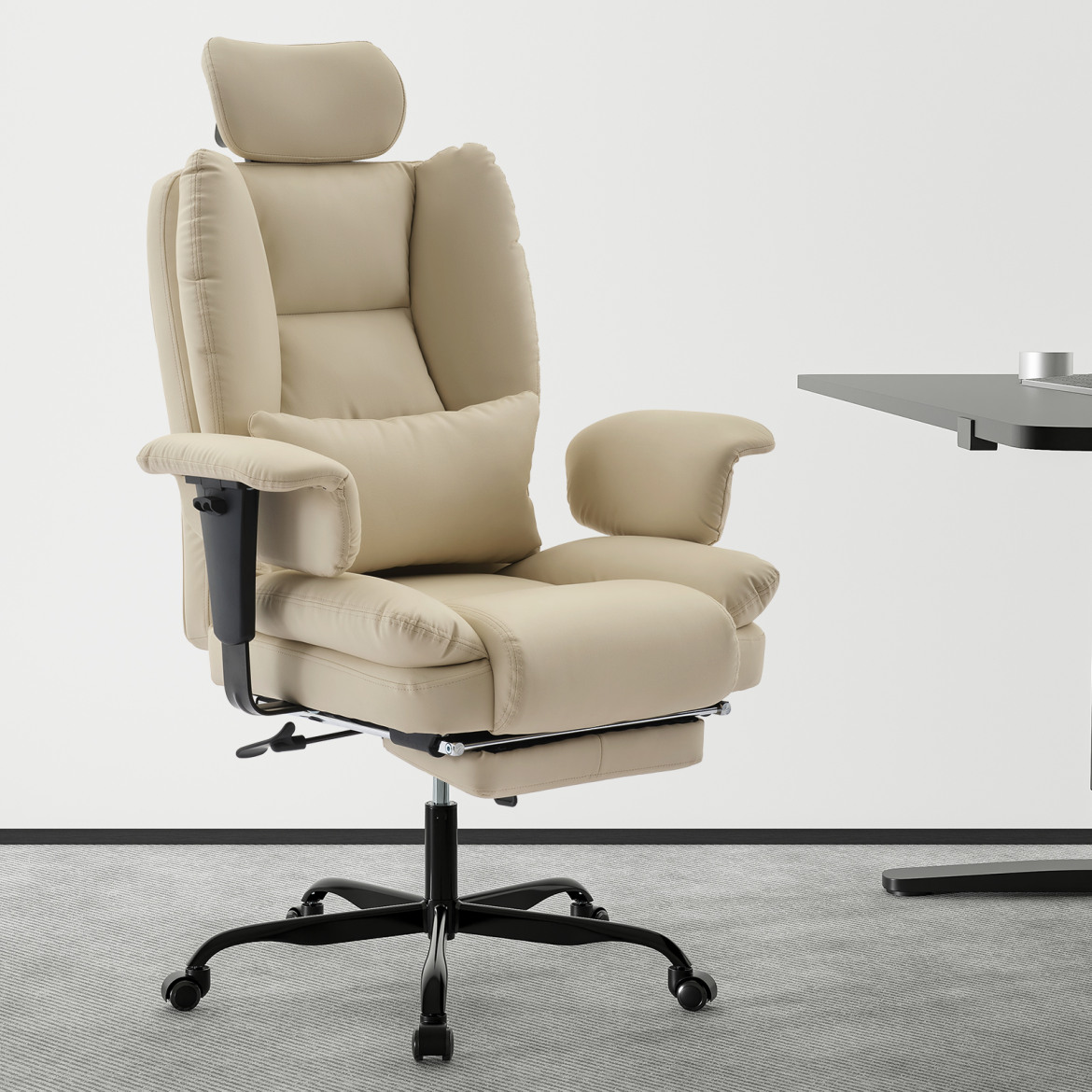 Ergonomic Office Chair with Lumbar Support and Adjustable Headrest ...