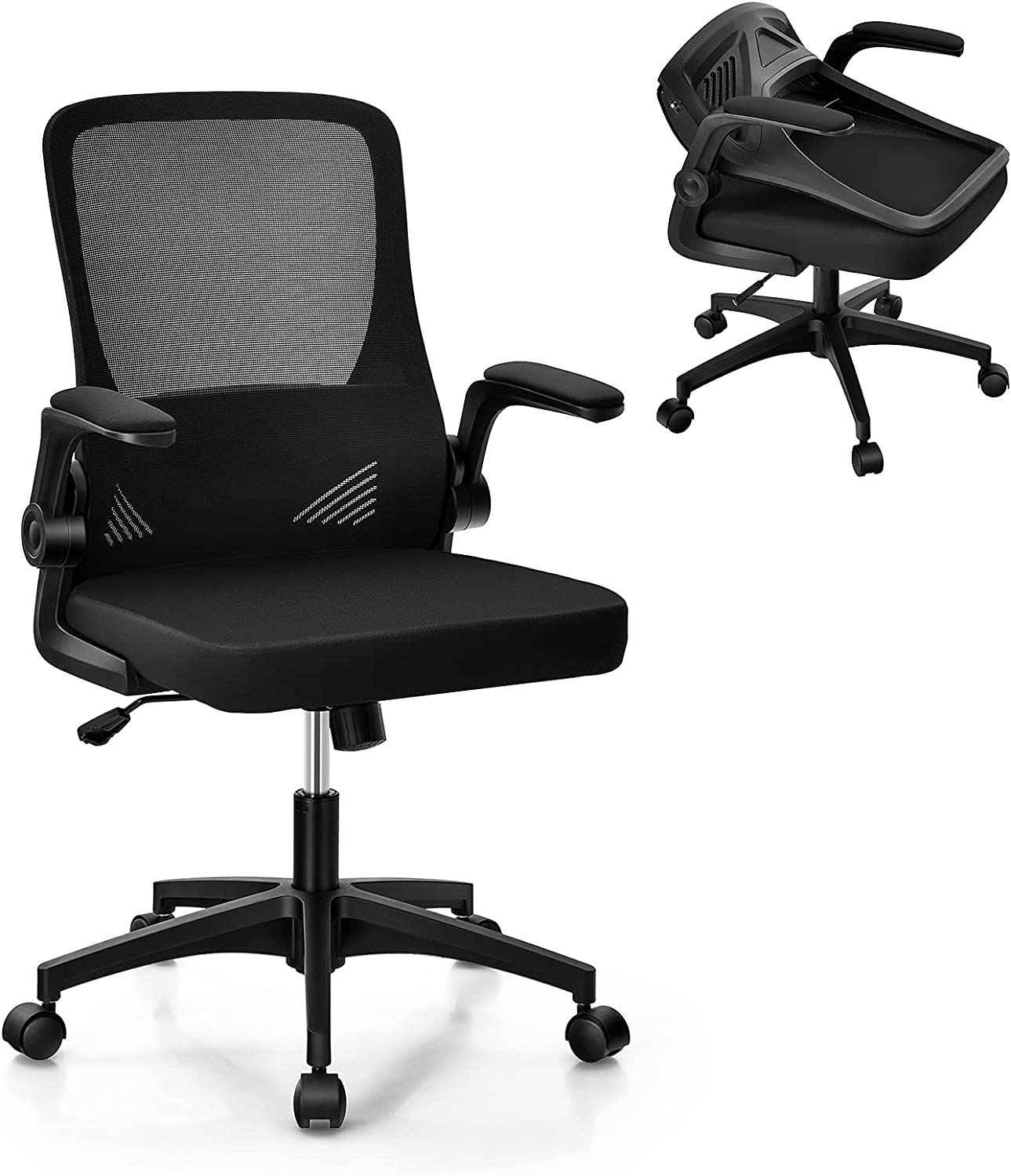 Ergonomic Office Chair w/Foldable Backrest, Mid Back Mesh Chair with ...