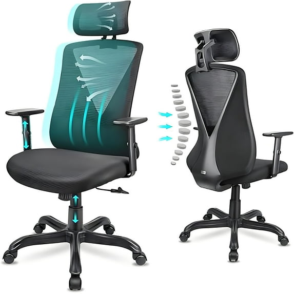 Ergonomic Office Chair with Adjustable Headrest and Armrest, Mesh ...