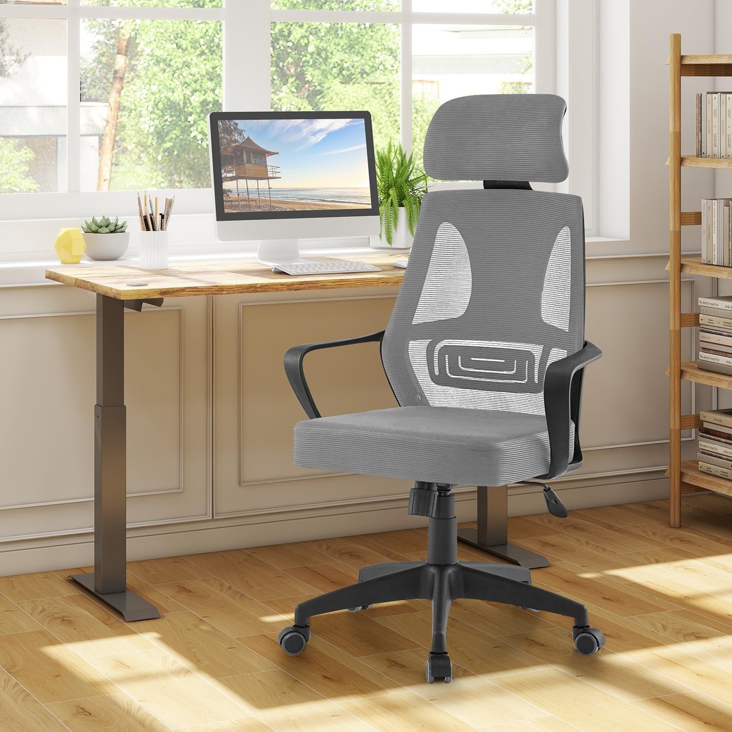 Ergonomic Office Chair, Adjustable Lumbar, Armrests, High Back Swivel ...