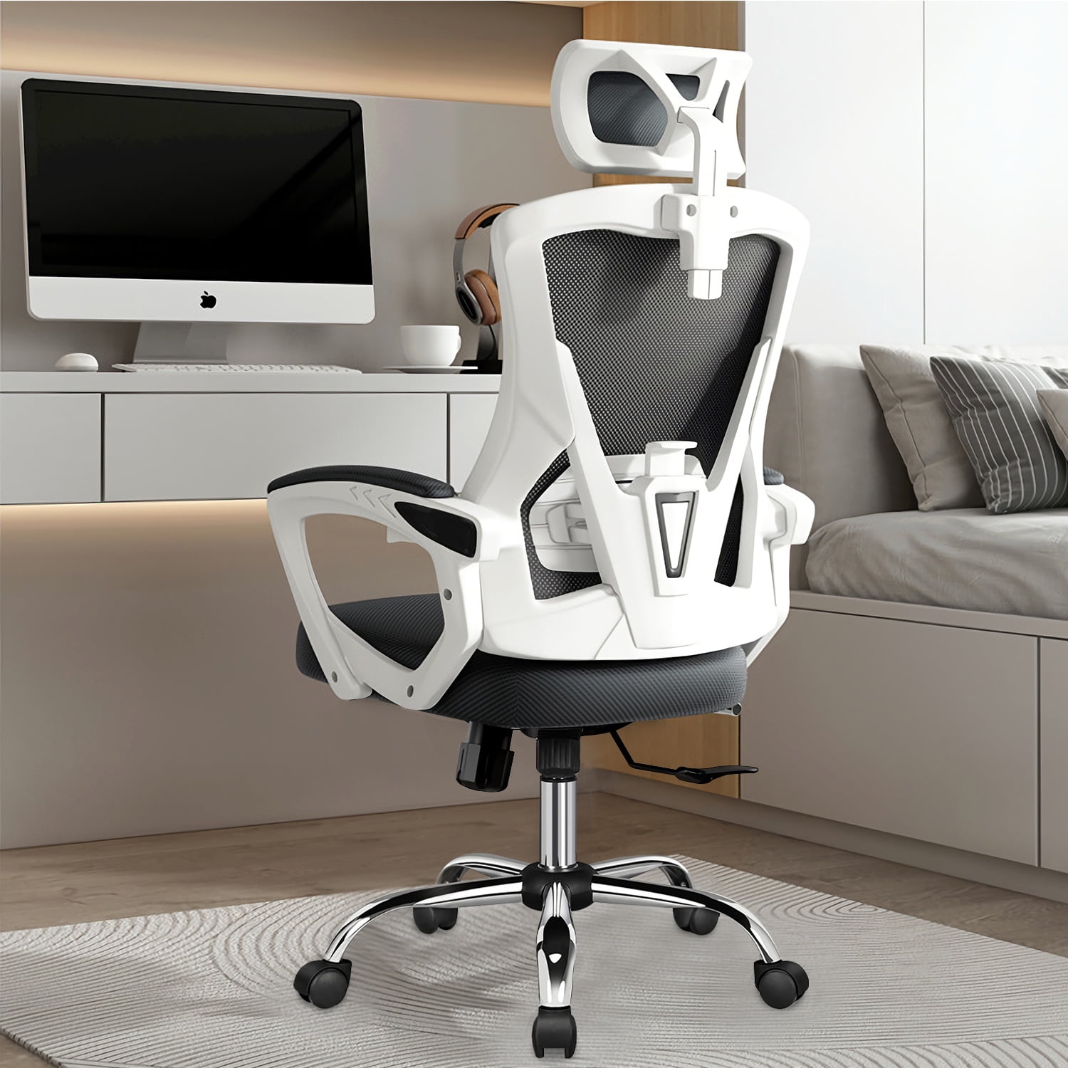 Ergonomic Office Chair with Lumbar Support and Headrest, Swivel Desk ...